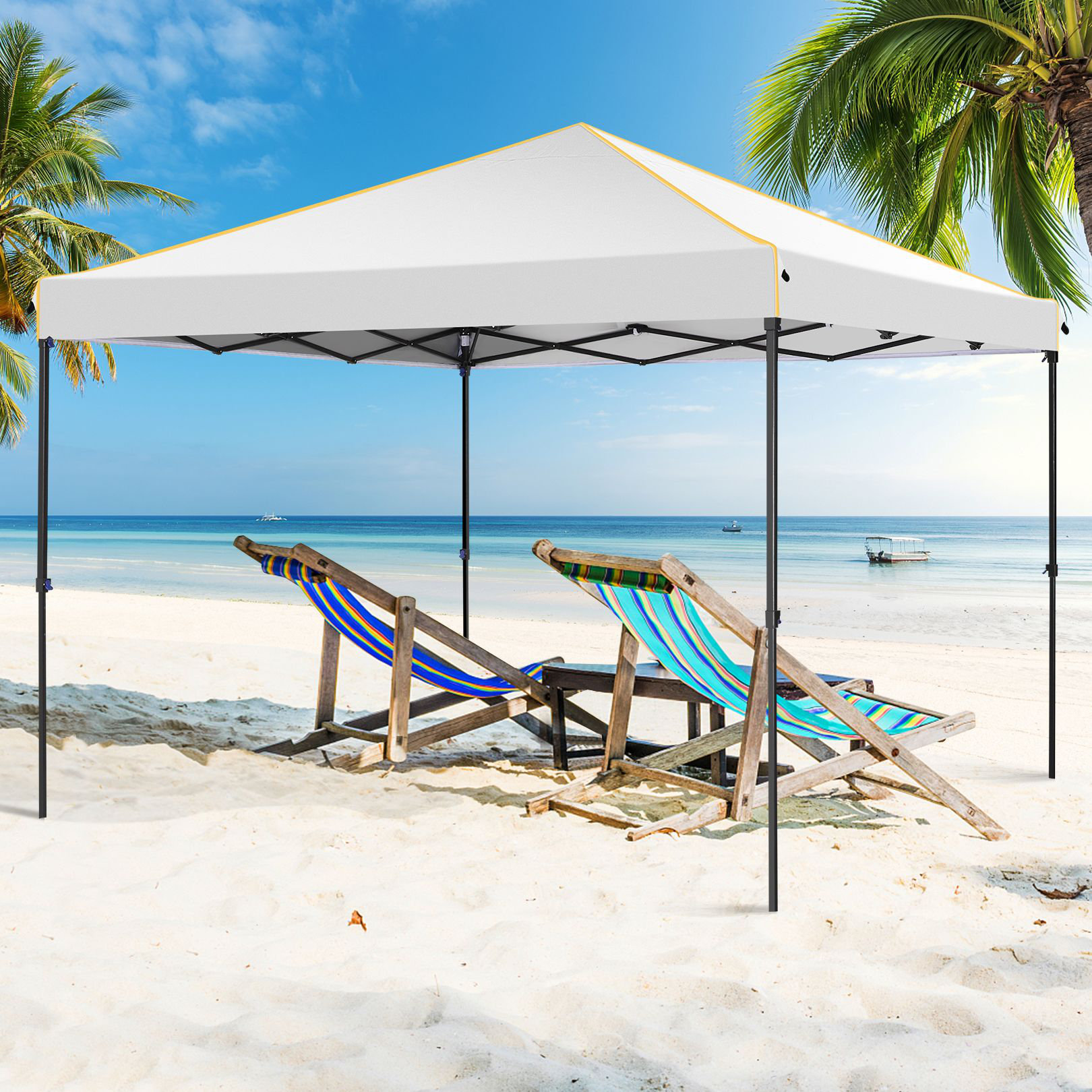 HOTEEL 10' x 10' Pop up Canopy, UV and Rain Resistant Canopy with 4 ...