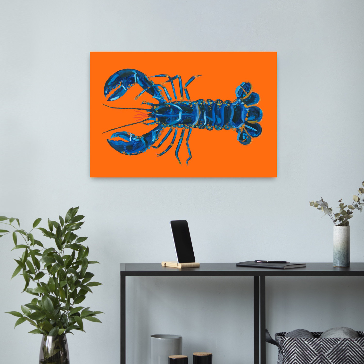 Highland Dunes Contemporary Art Colorful Contemporary Shellfish Lobster ...