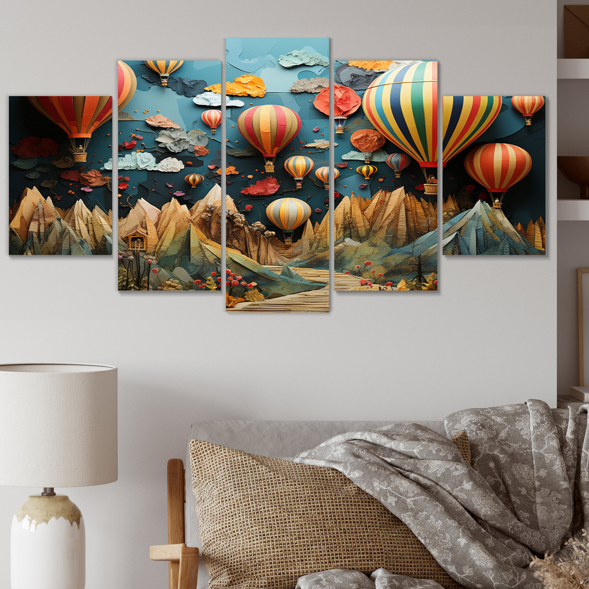 Millwood Pines Colorful Hot Air Ballon Collage - Transportation Wall ...