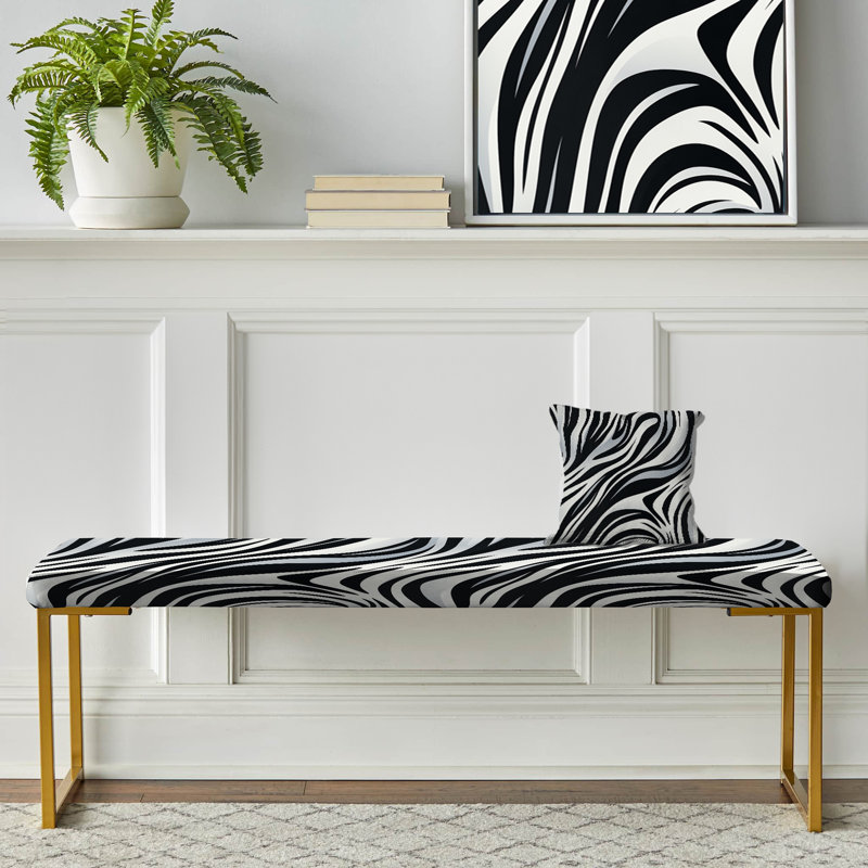 Design Art Black And White Zebra Stripes - Striped Upholstered Gold ...