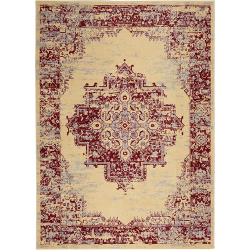 Bungalow Rose Burnie Oriental Cream/Red Area Rug & Reviews | Wayfair