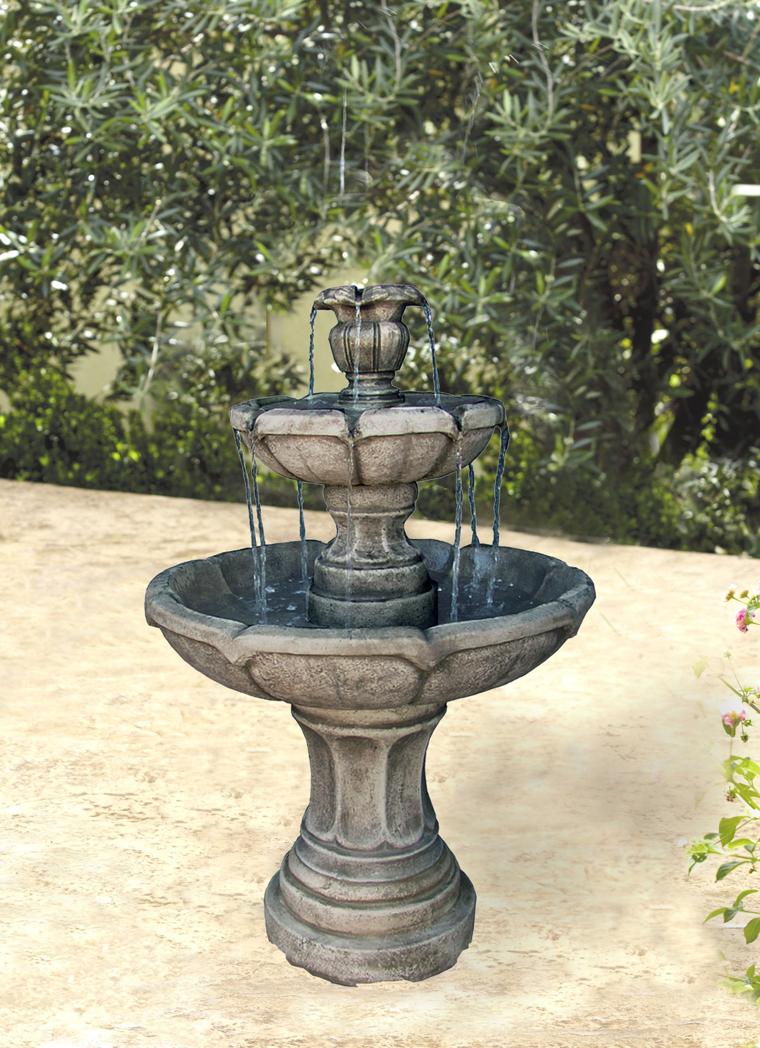 Florence & New Italian Art Company Positano Tiered Cast Stone Fountain ...