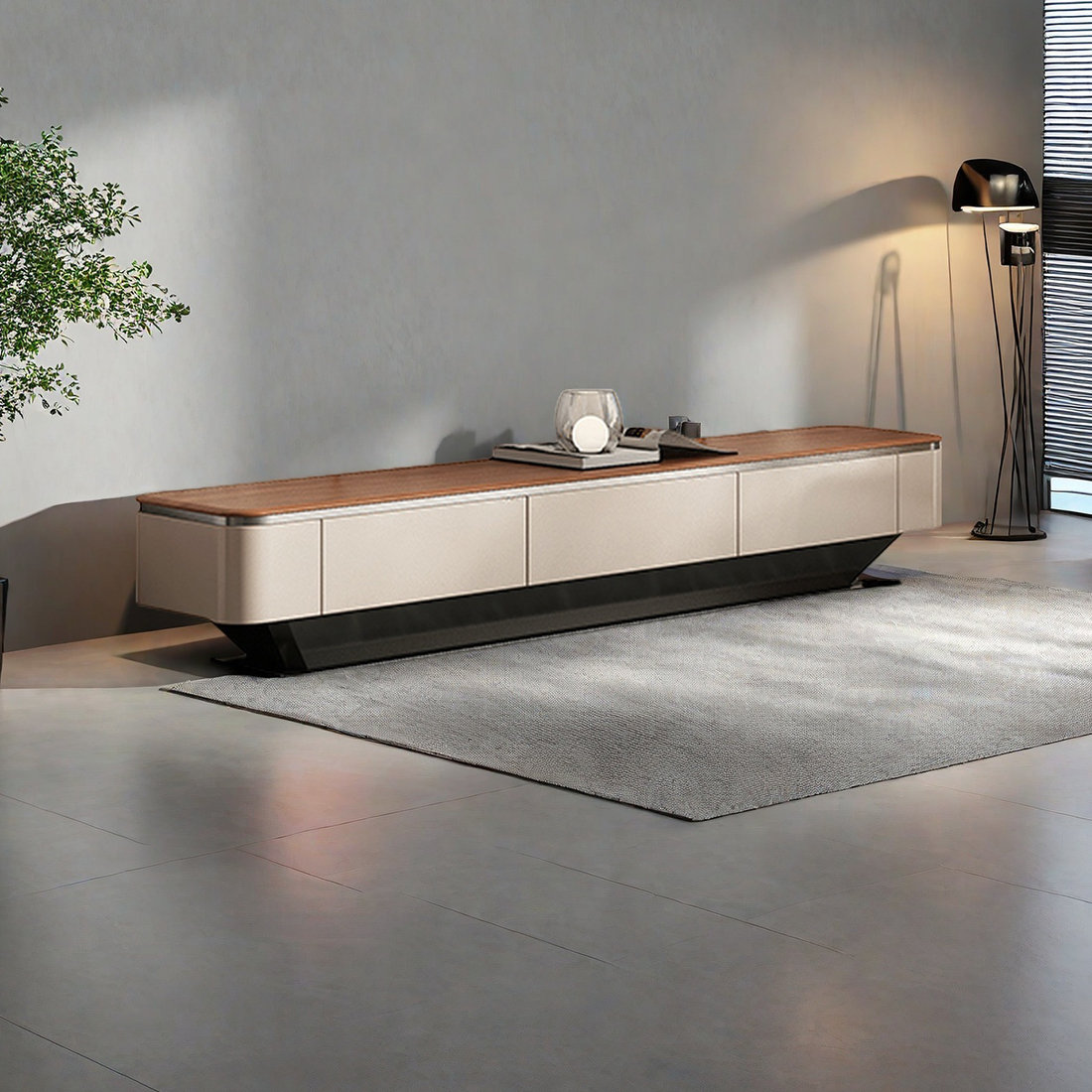 Orren Ellis Modern Solid Wood TV Stand with Storage | Wayfair