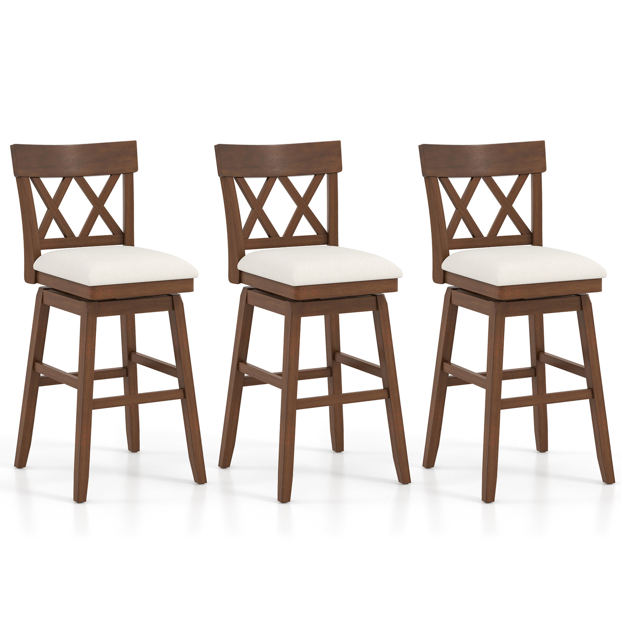 Red Barrel Studio® 3 Pcs 30" Bar Stool Wooden Chair With Contoured ...