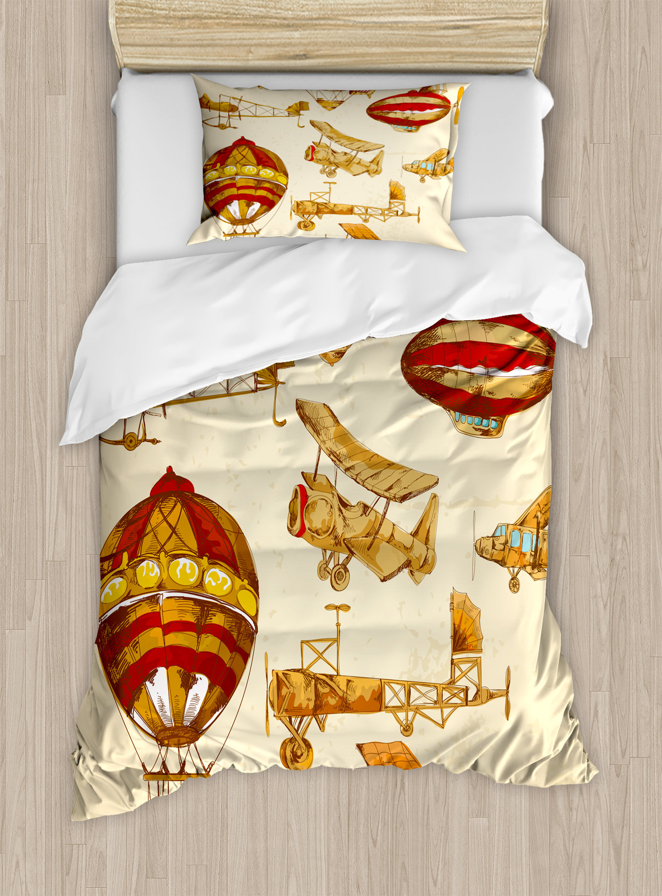 Ambesonne Aviation Vintage Old Flying Objects Hot Balloons Planes ...