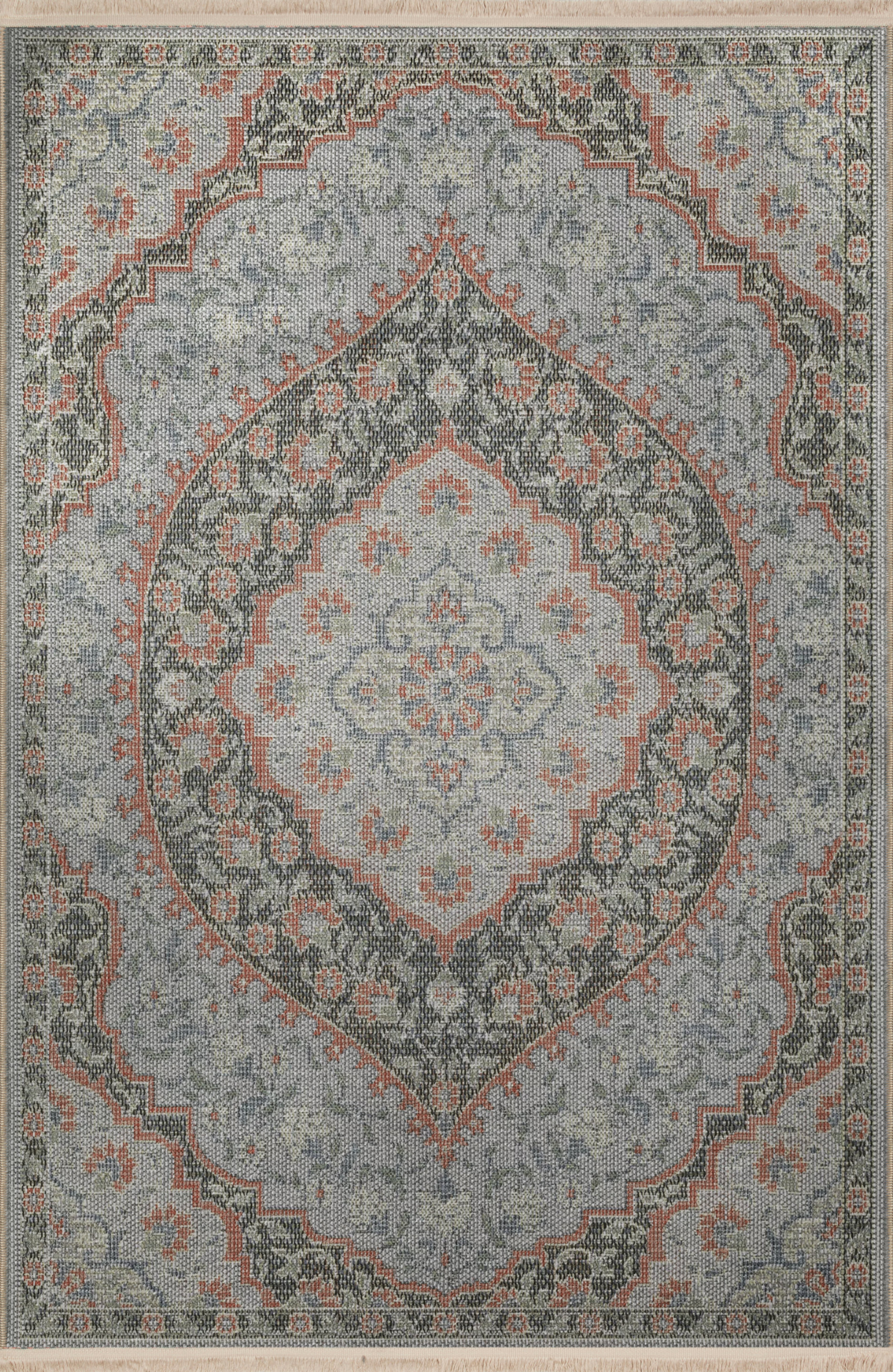 Bungalow Rose Gray Themed Multicolored Motif Ethnic Flower and Rose ...