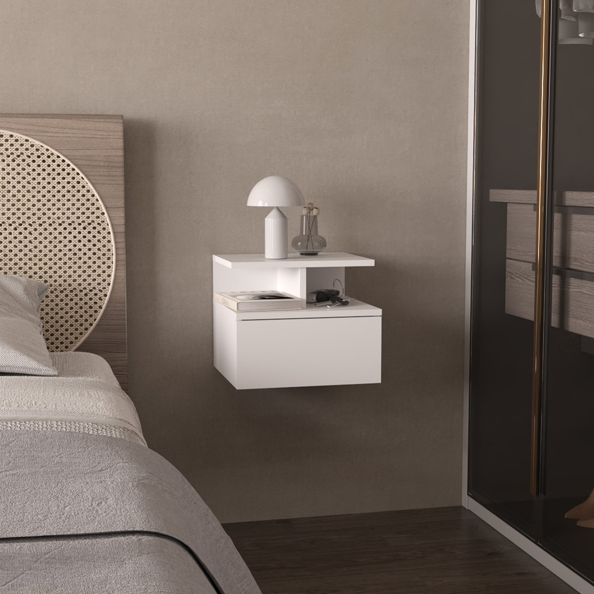 Winston Porter Table de chevet flottante 1 tiroir Mason - Wayfair Canada