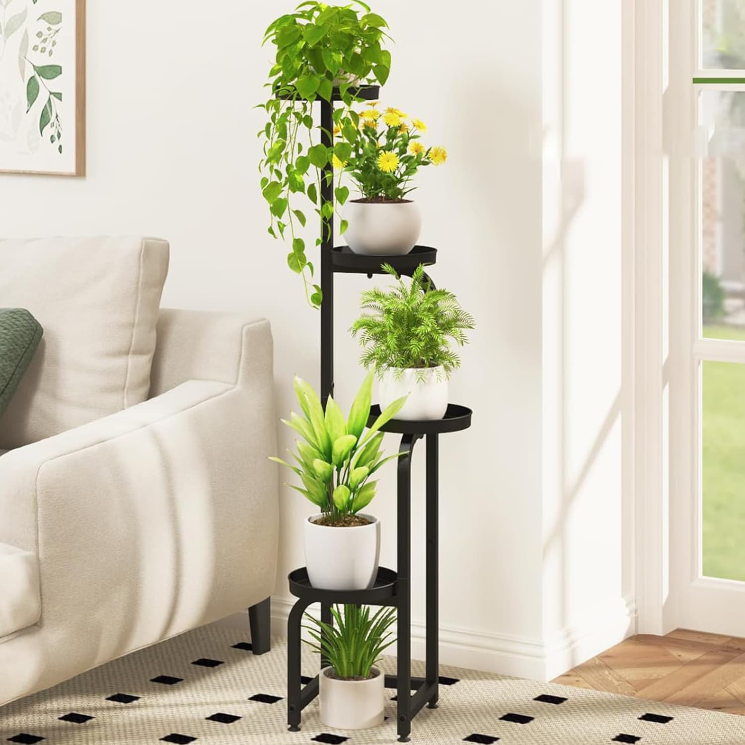 Latitude Run® Plant Station Indoor Outdoor, Corner Metal Pot Station A ...
