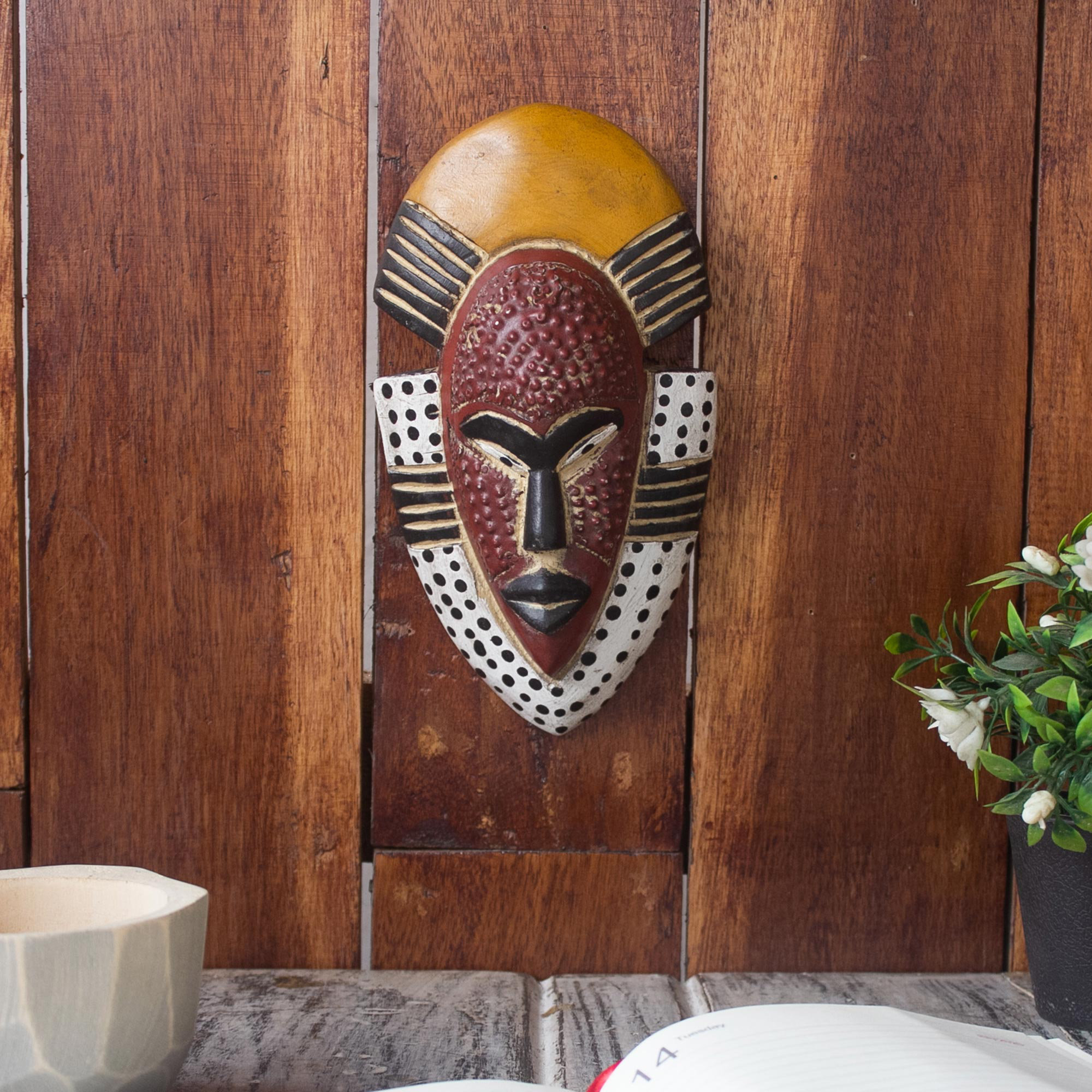 World Menagerie Handmade Traditional Mask Wall Decor on Solid Wood ...