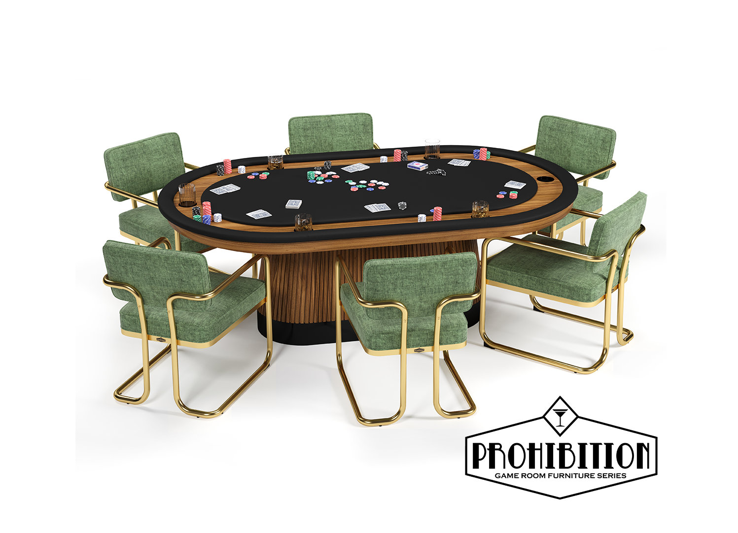 RAM Game Room Prohibition Series Texas Hold'em Table With Dining Top ...