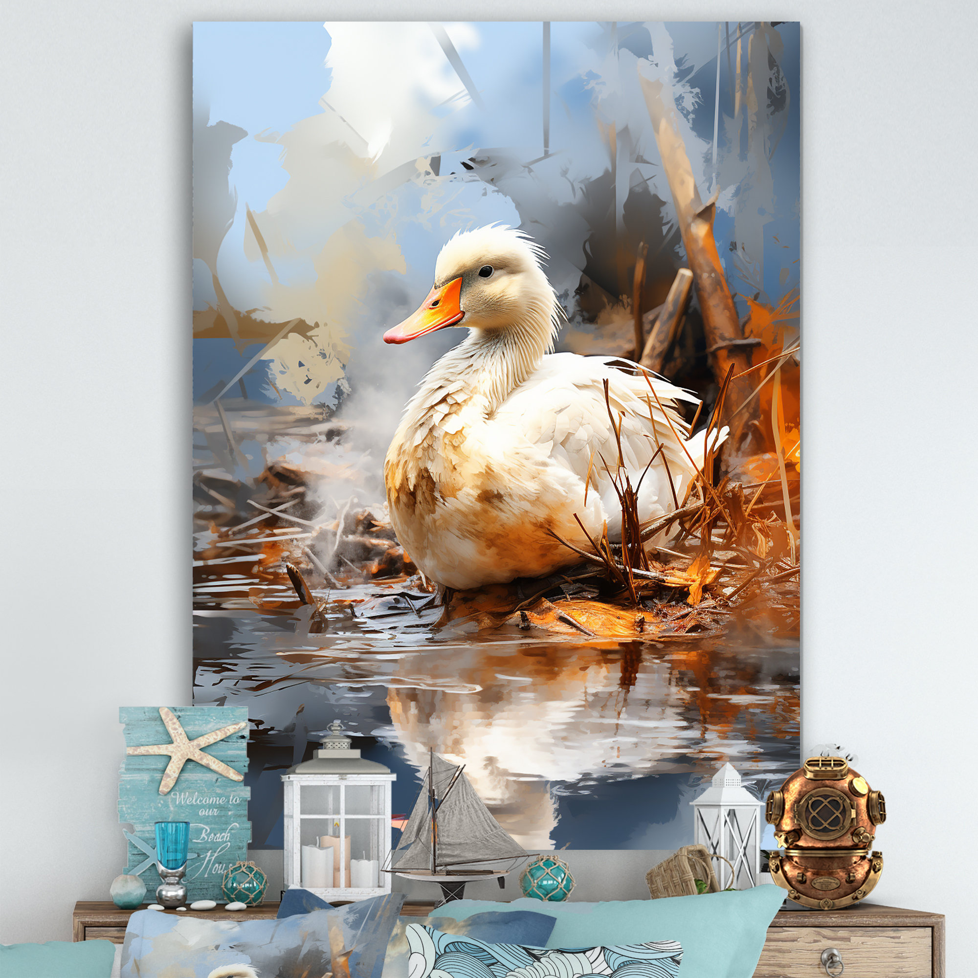 August Grove® Misty Marsh Duck I - Duck Animal Wall Art | Wayfair