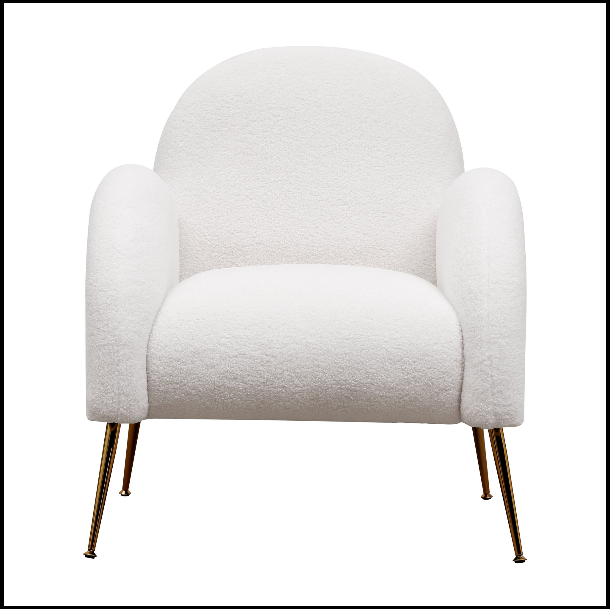 Mercer41 Accent Upholstered Single Chair White Sherpa Armchair with ...