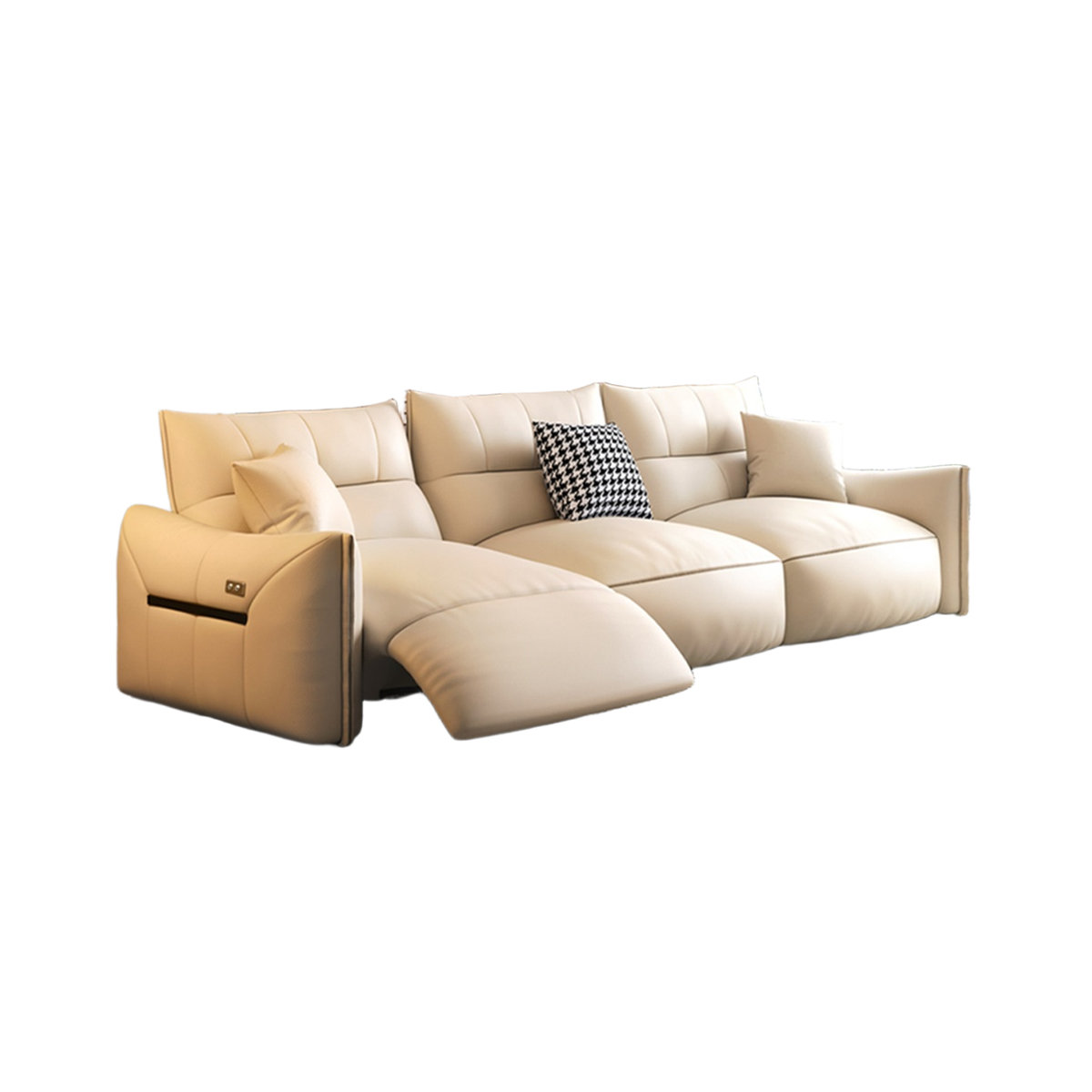 BELSUB Modern Minimalist Cream Genuine Leather Electric Sofa (Single ...