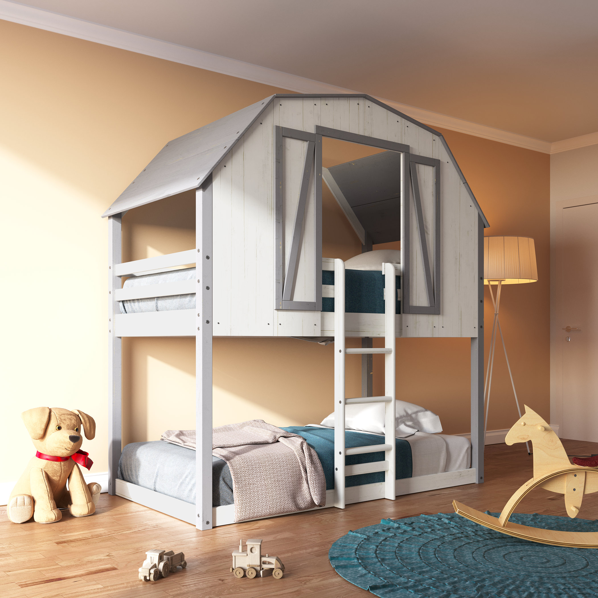 Child Craft Play House Twin Over Twin Standard Bunk Bed & Reviews | Wayfair