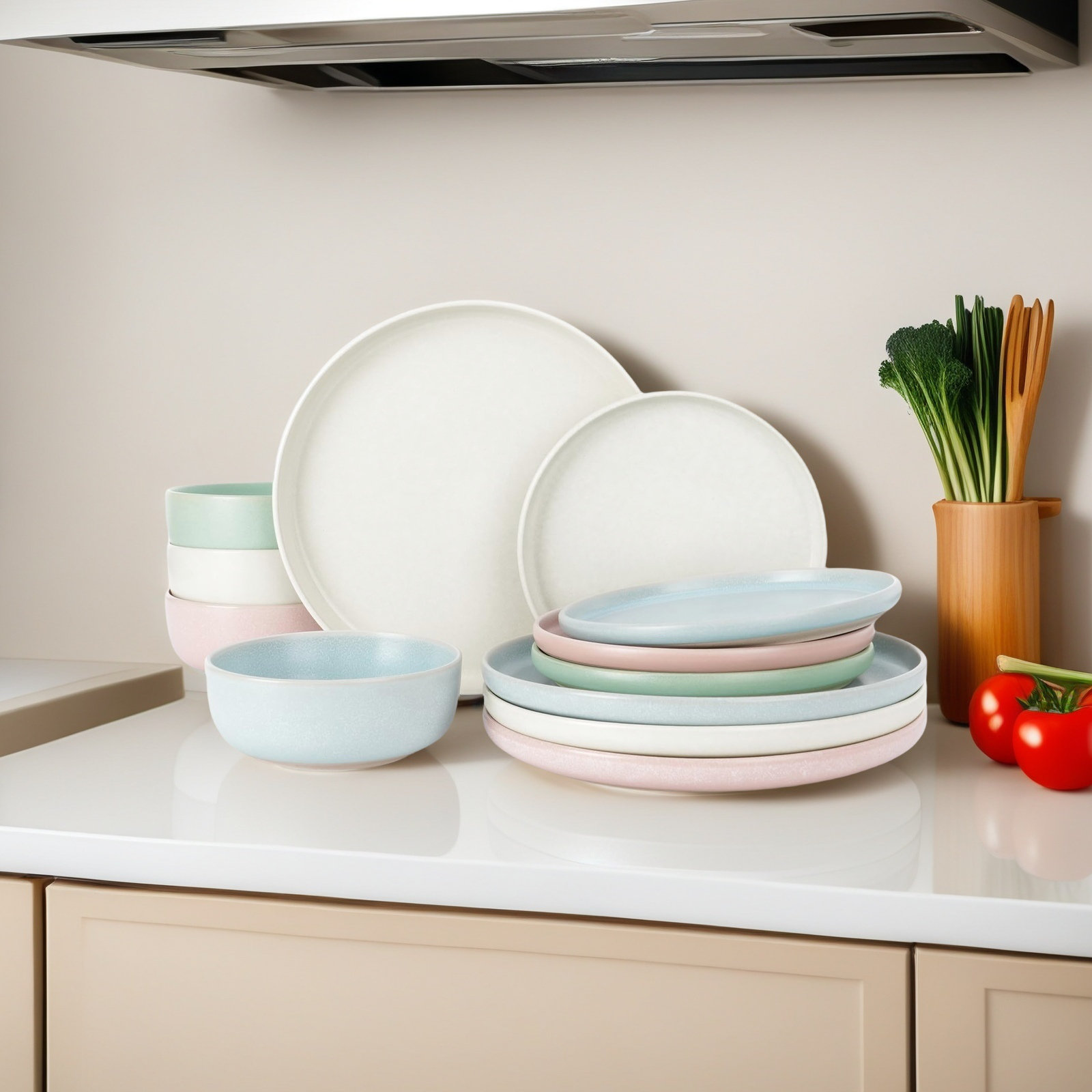 Line Apparel ecommerce Plates And Bowls Set, 12 Pieces Dinnerware Sets ...