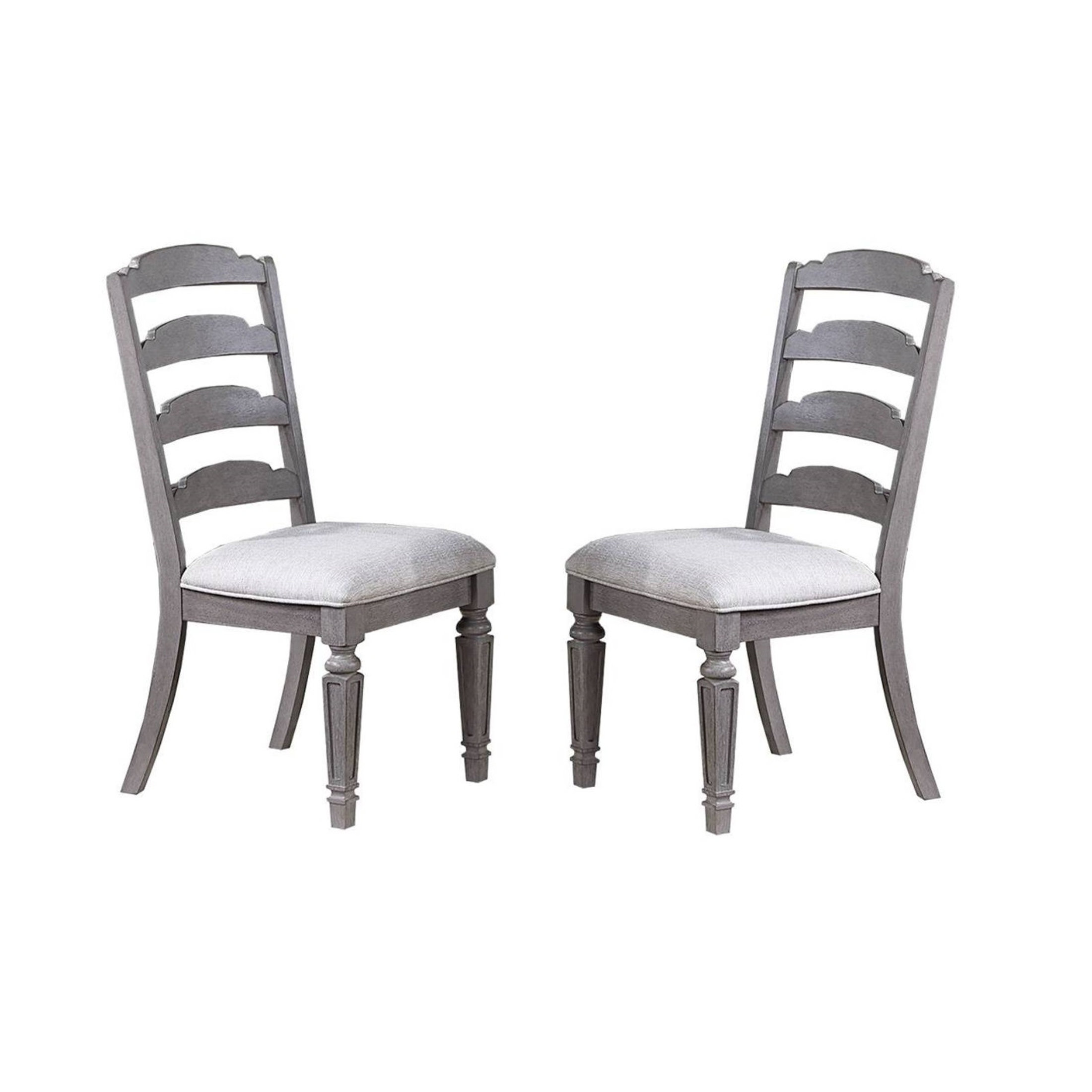 Canora Grey Set of 2 Light Grey Ladder Back Dining Side Chairs with ...