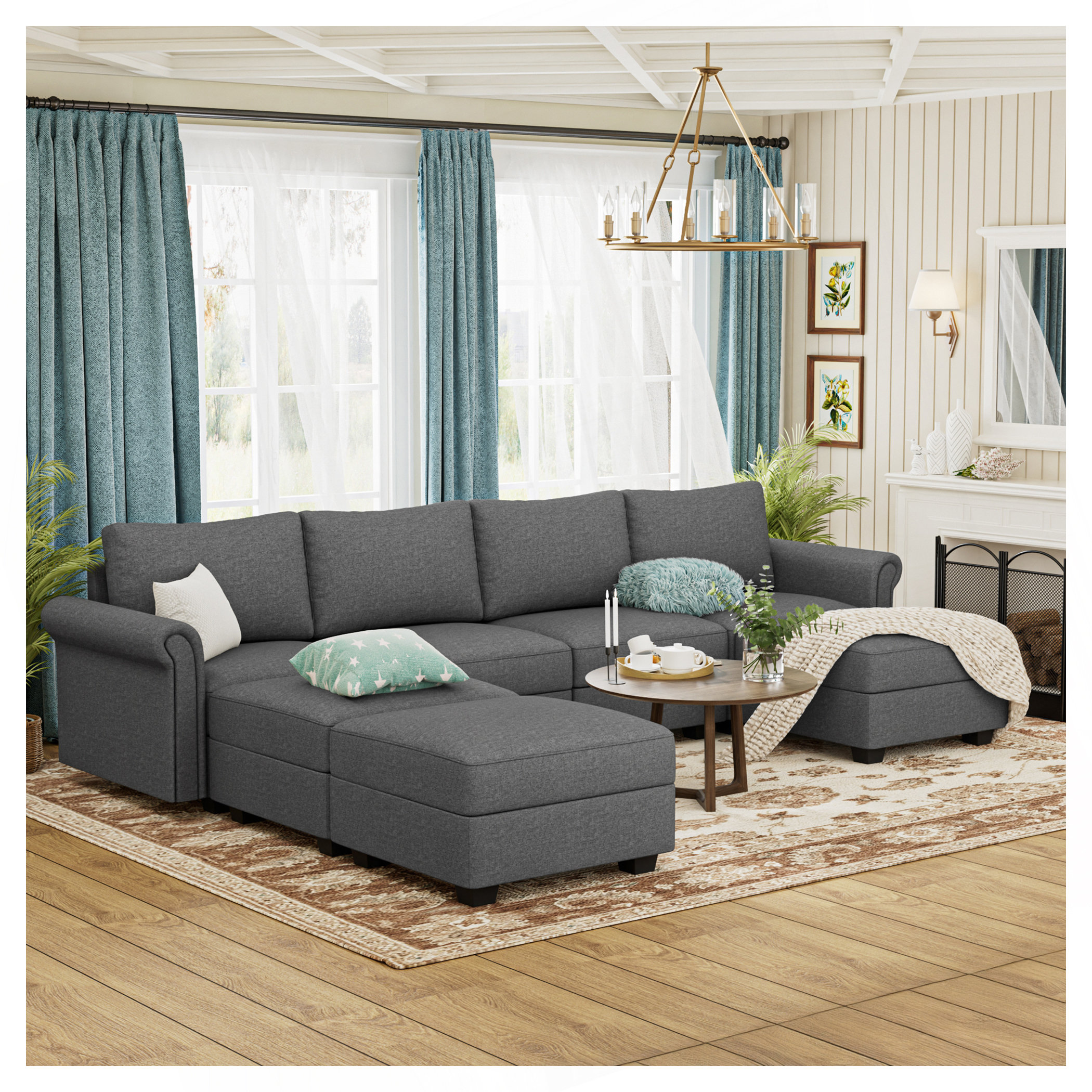 Red Barrel Studio Modular 7 Seater Sectional Sofa Convertible U