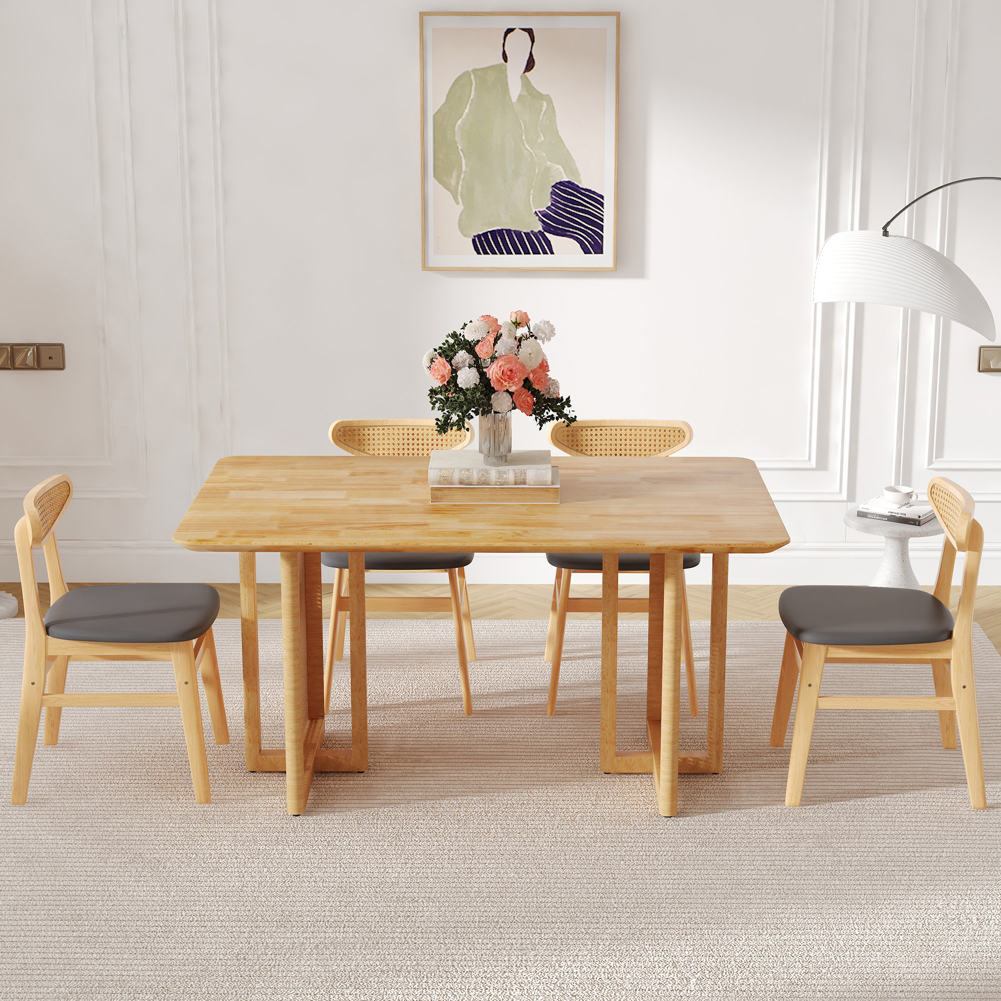 YOPENG Table And Chair Set: Ancient - Style Solid Wood Dining Table ...