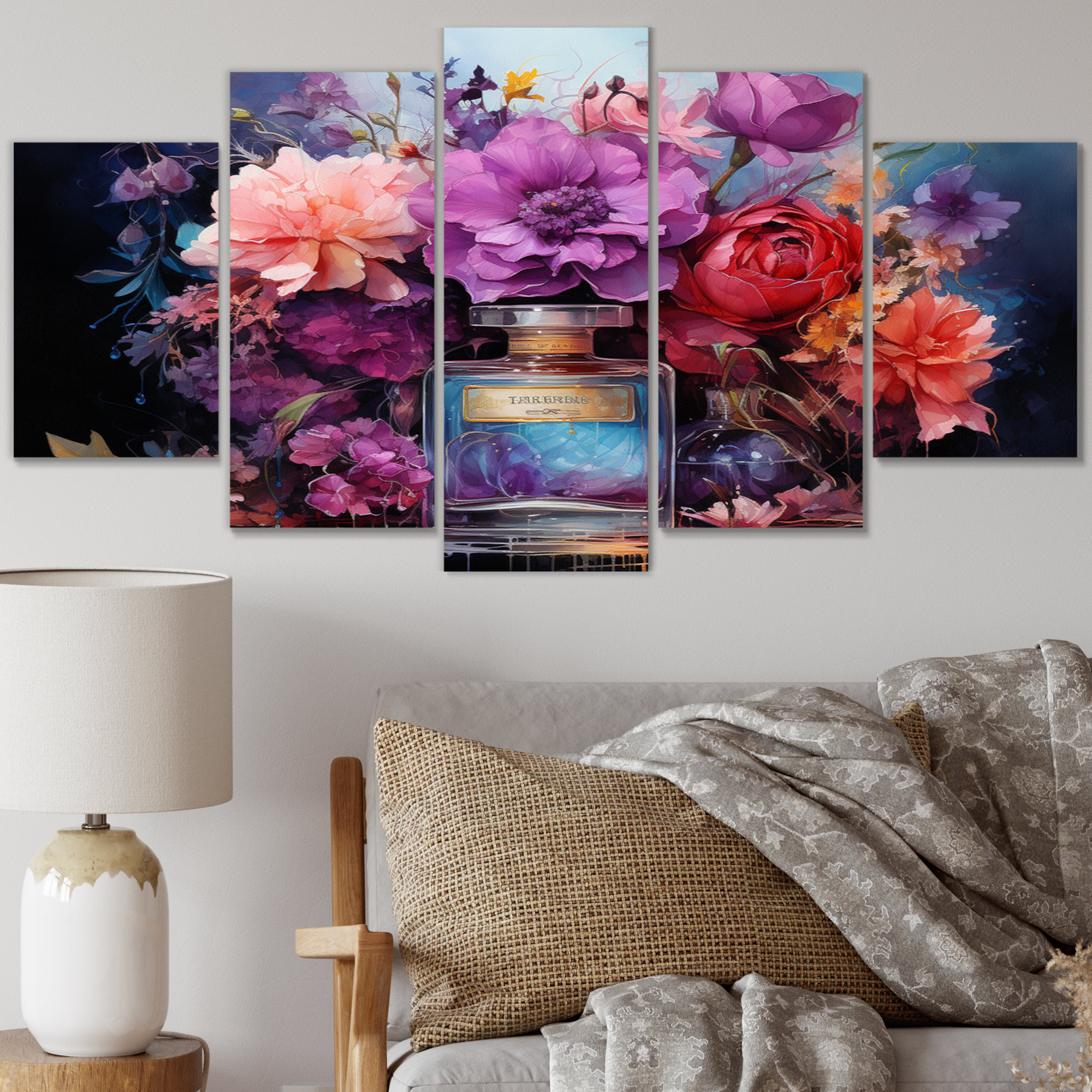 Design Art Floral Perfume Vibrant Elegance IV - Fashion Metal Wall Art Living Room Set | Wayfair