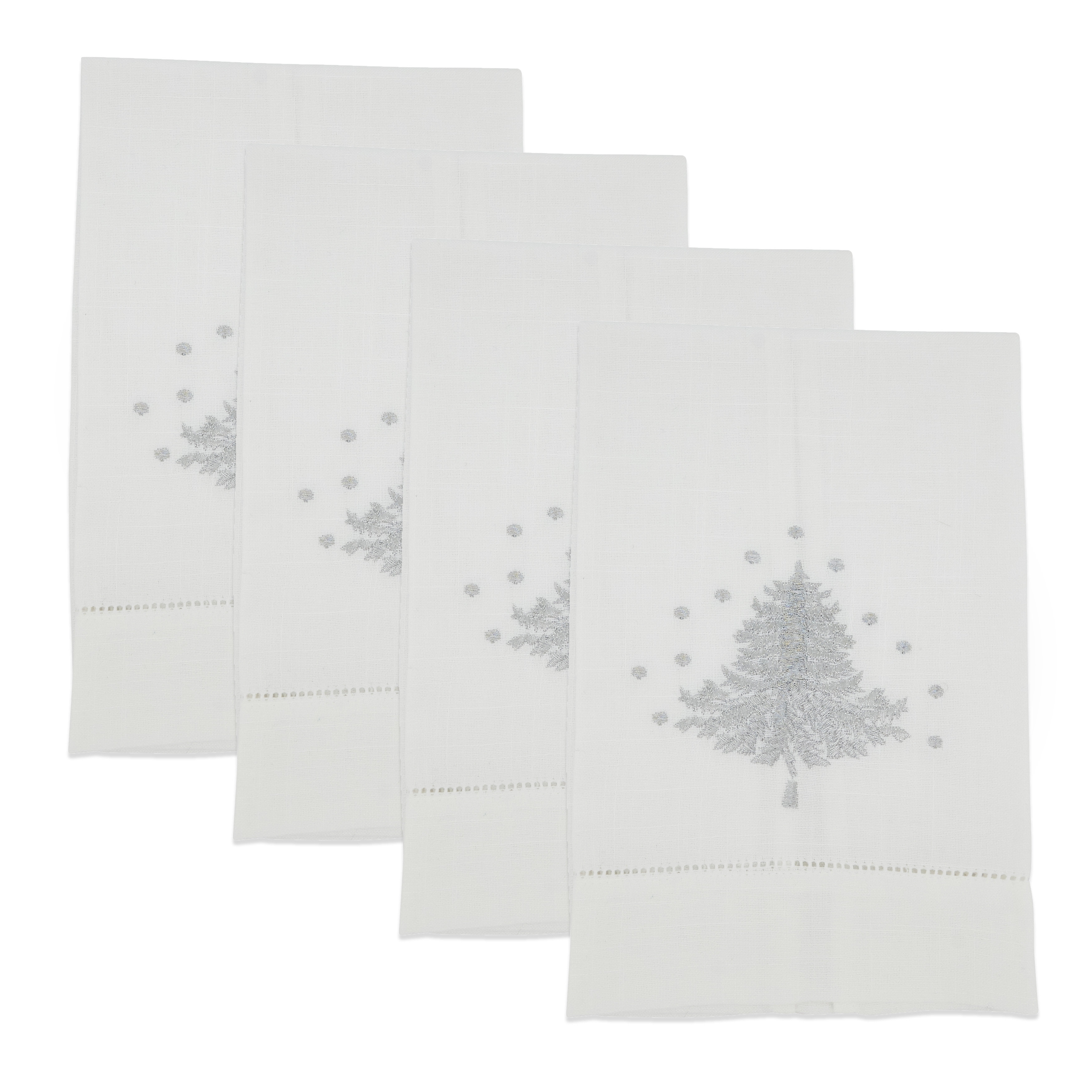 Saro Season's Greetings Embroidered Christmas Tree Guest Towel (Set Of ...