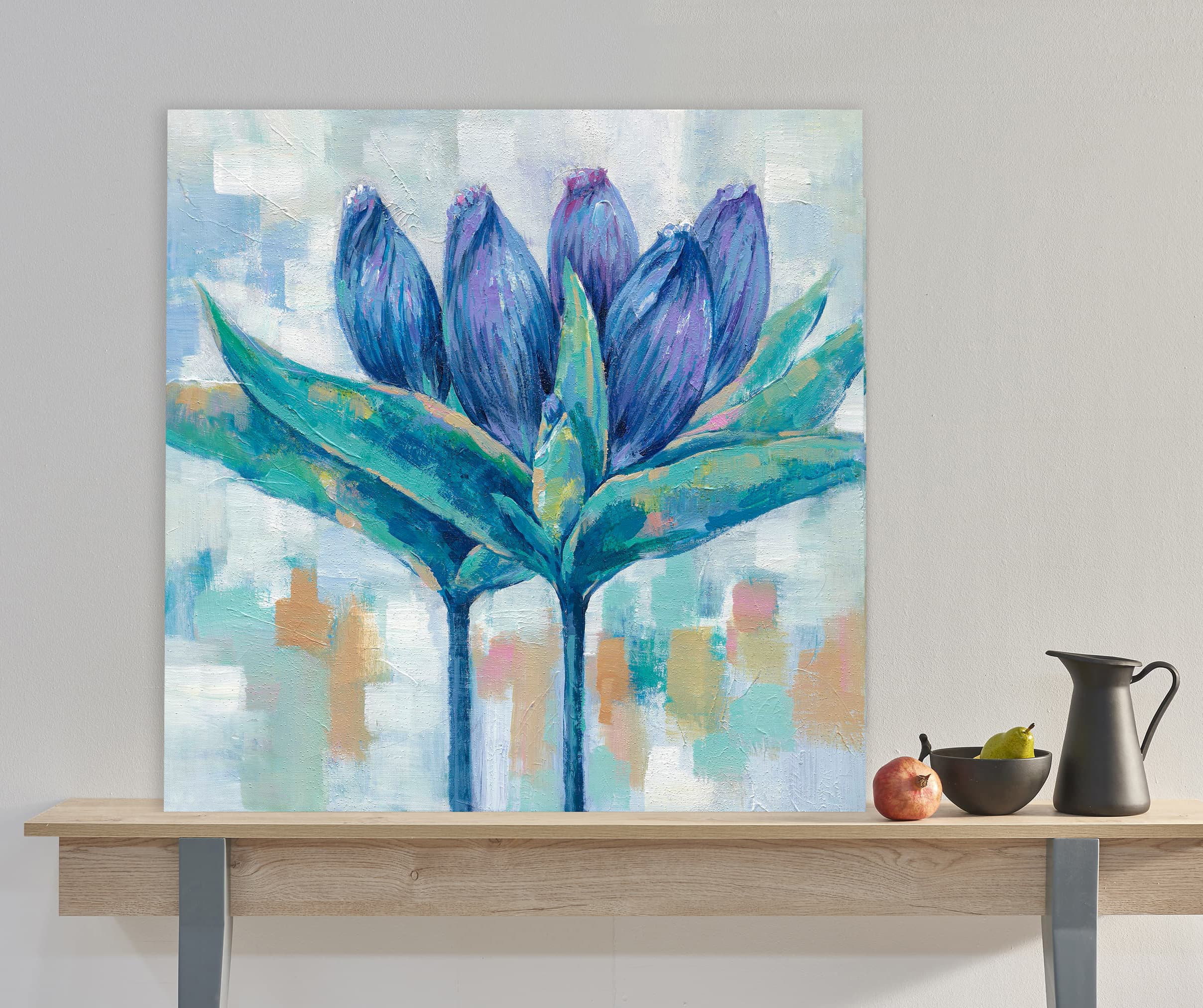 Wildon Home® Two Slender Blue Lovebuds - Wrapped Canvas Painting | Wayfair