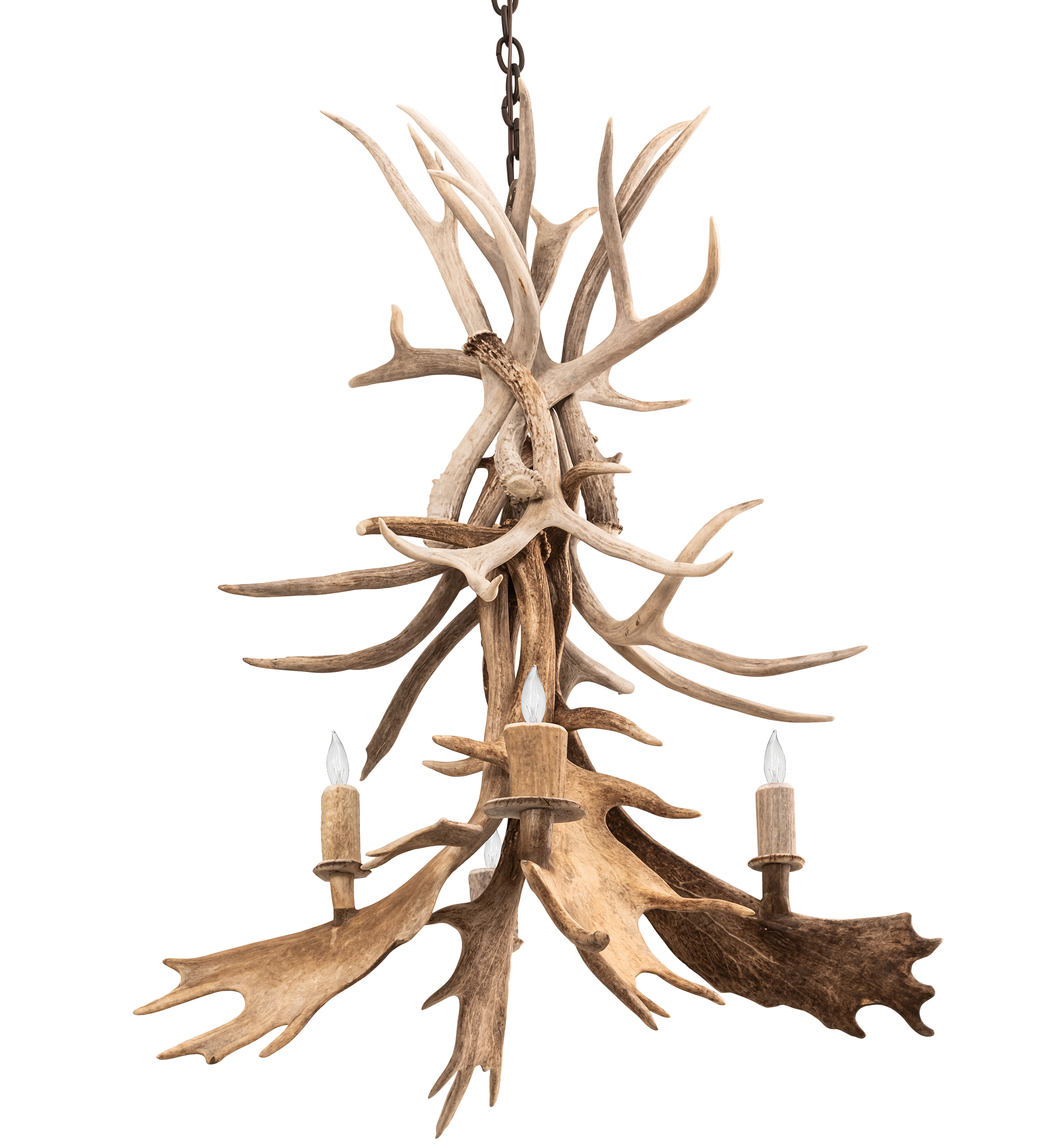 2nd Ave Lighting 28" Wide Antlers White Tail & Fallow Deer 4 Light ...