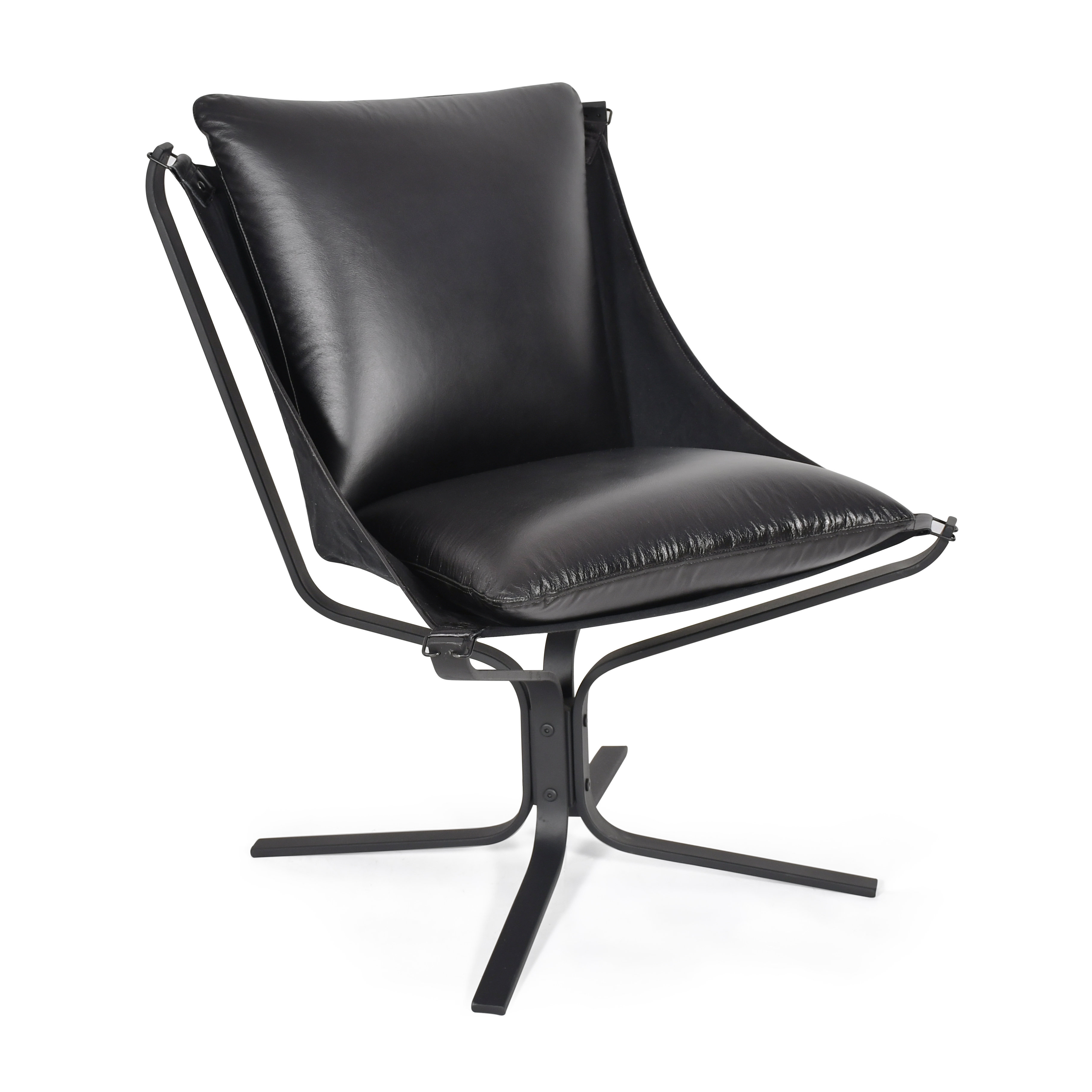 17 Stories Sling Accent Club Chair Top Grain Buffalo Leather, Iron Base ...