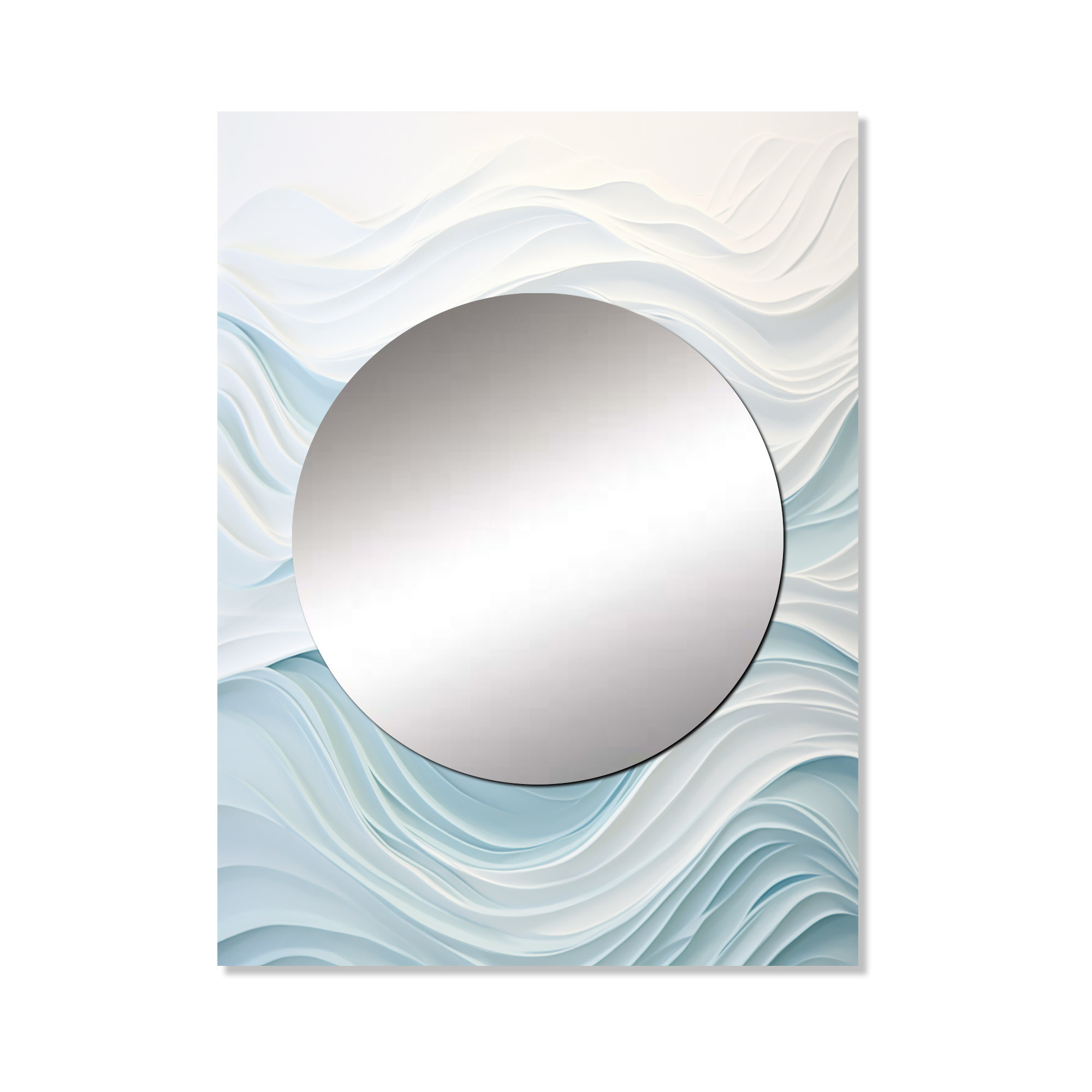 East Urban Home Eaker Blue And White Simplicity Wave - Marble Large ...
