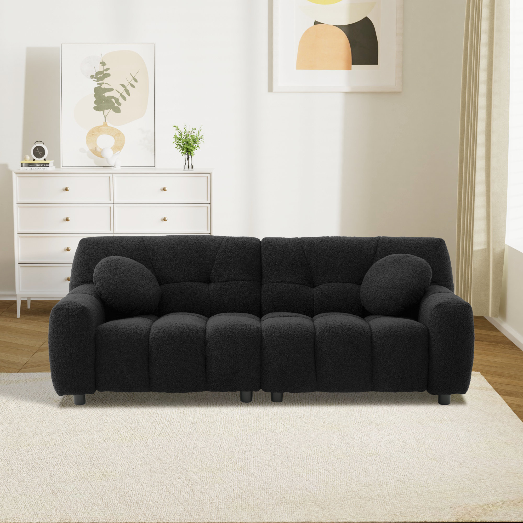 Latitude Run® Upholstered Loveseat Tufted Small Sofa Couch & Reviews ...