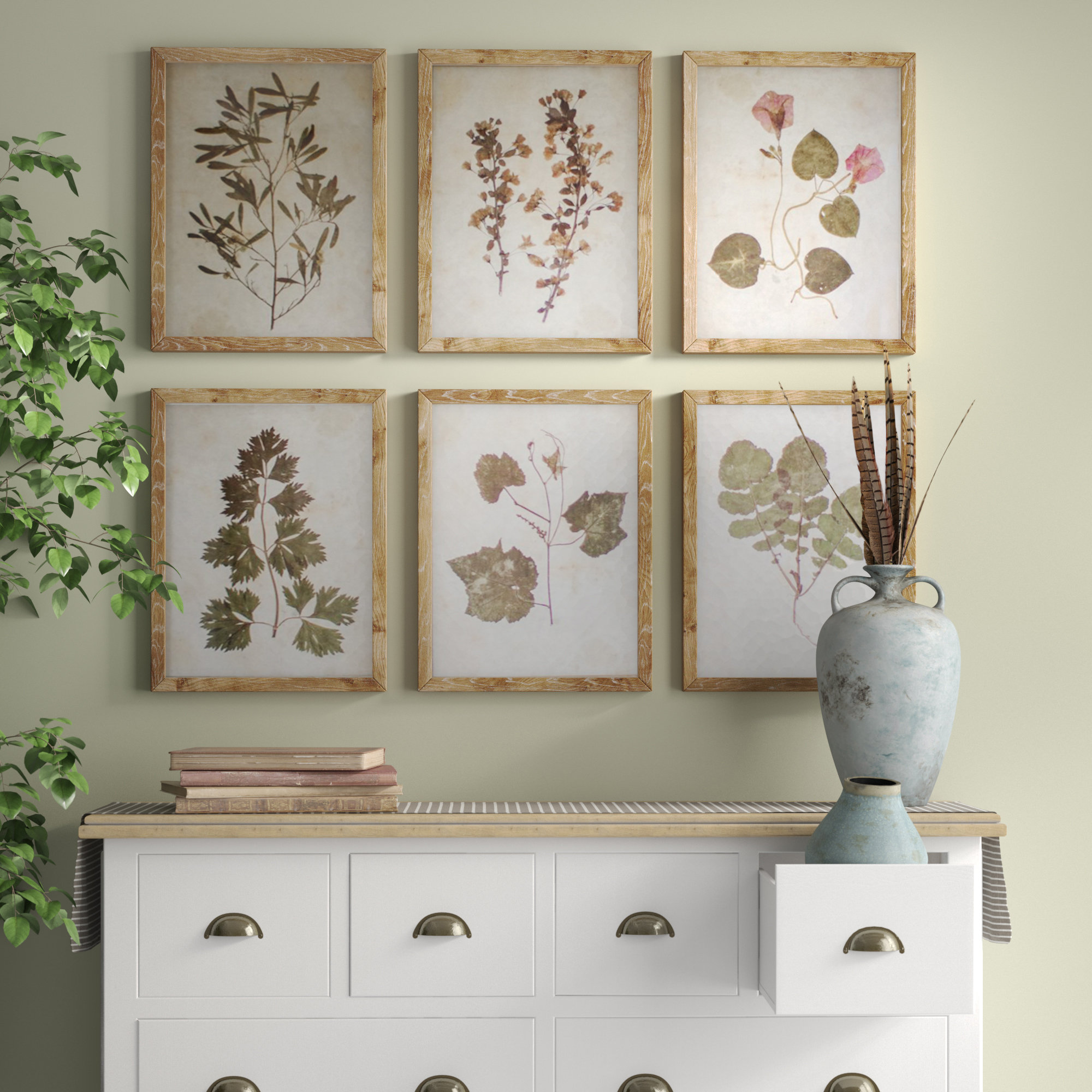 Kalalou Leaf - 6 Piece Picture Frame Graphic Art Set | Wayfair