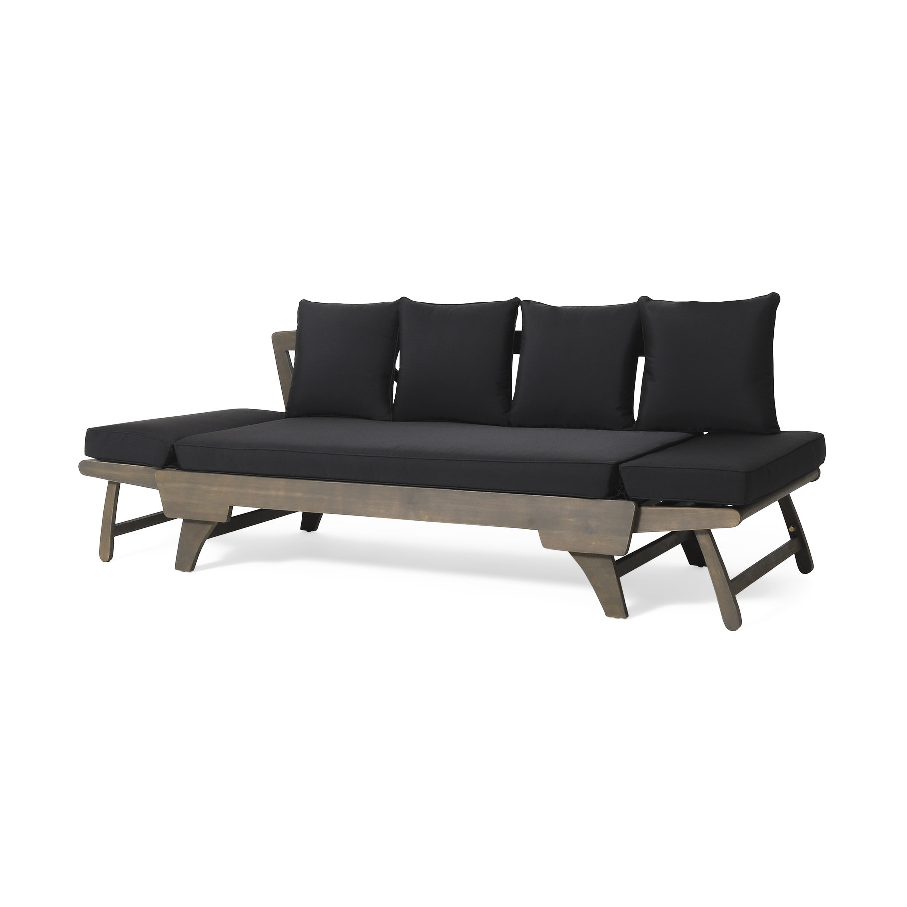 Latitude Run® Convertible Grey Daybed For Outdoor Areas, Wood Frame ...