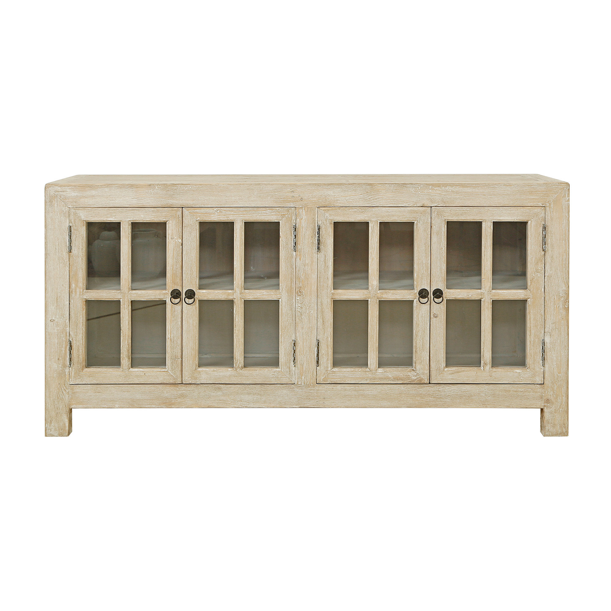 Lily's Living Reclaimed Wood Shandong Glass Cabinet With 4 Doors ...