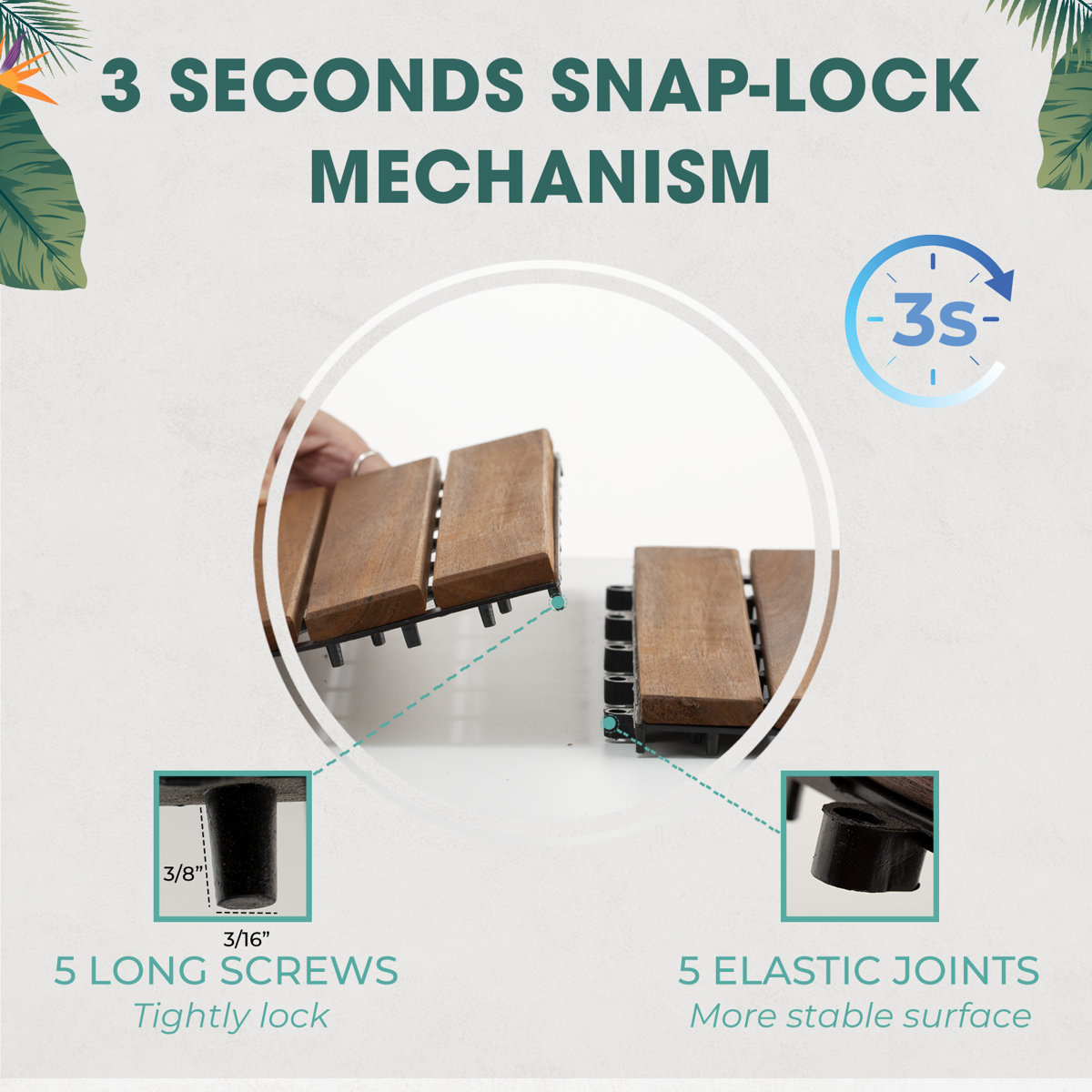 Symple Stuff 12'' L x 12'' W x 1.0"H Wood Interlocking Deck Tile ...