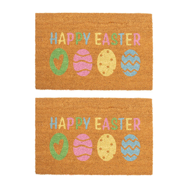 Nicola Spring Coir Door Mats - 60cm x 40cm - Easter Welcome | Wayfair.co.uk