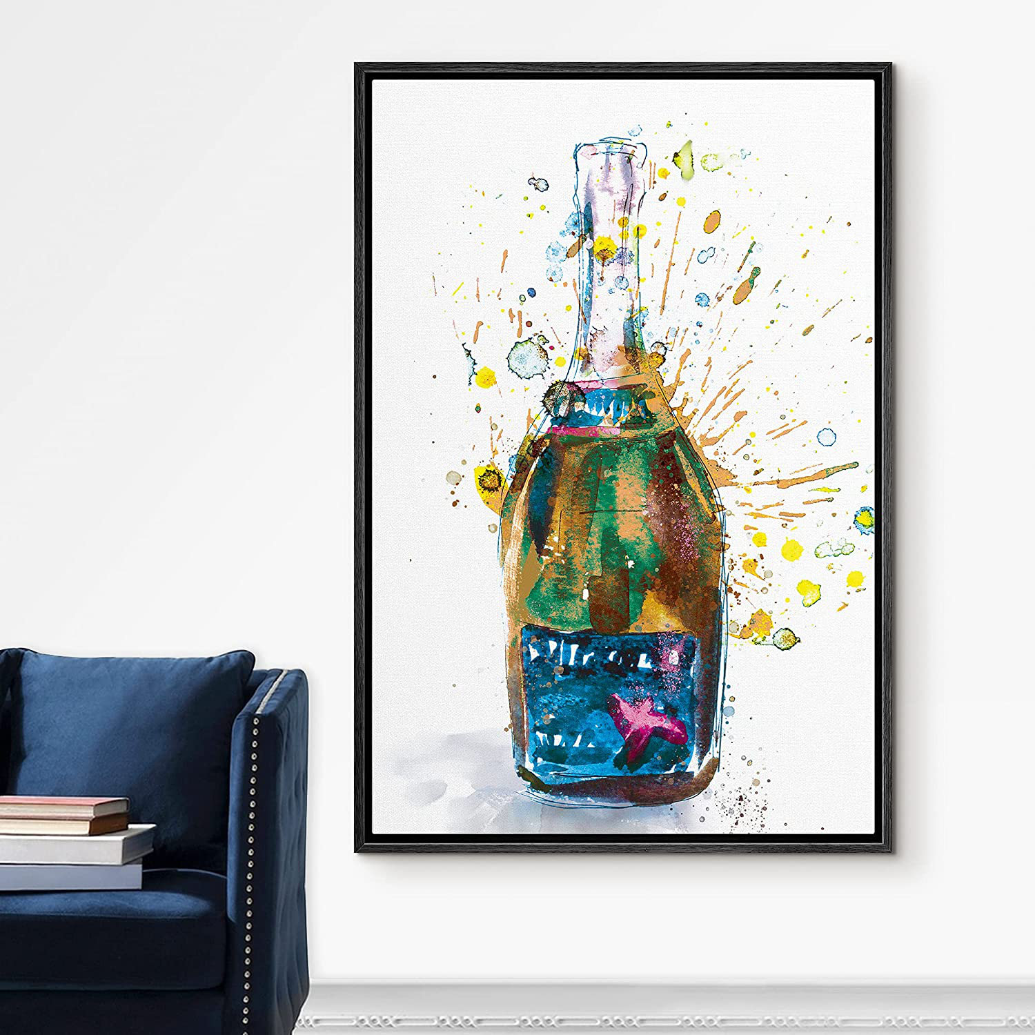 Signleader Framed Canvas Print Wall Art Watercolor Explosion Liquor ...