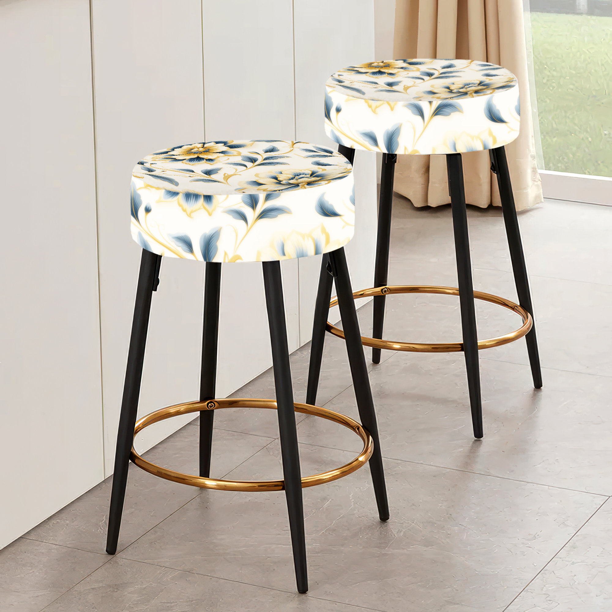 Design Art Contemporary Motifs Victorian Pattern IX - Floral Bar Stools ...