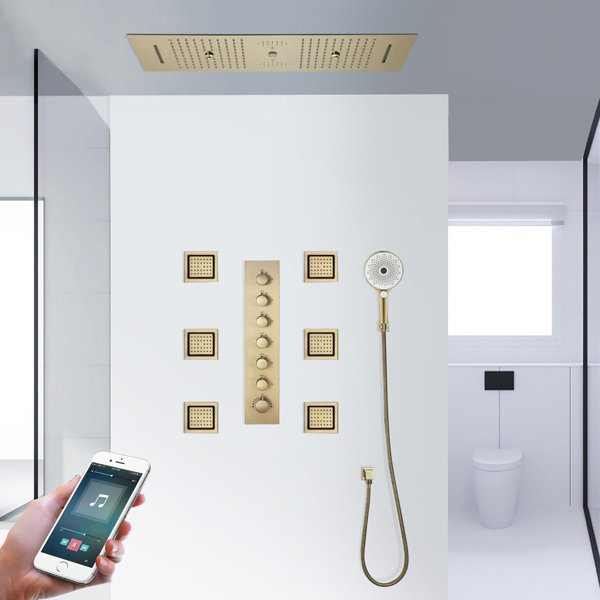 FontanaShowers Catania LED Recessed Ceiling Shower System with ...