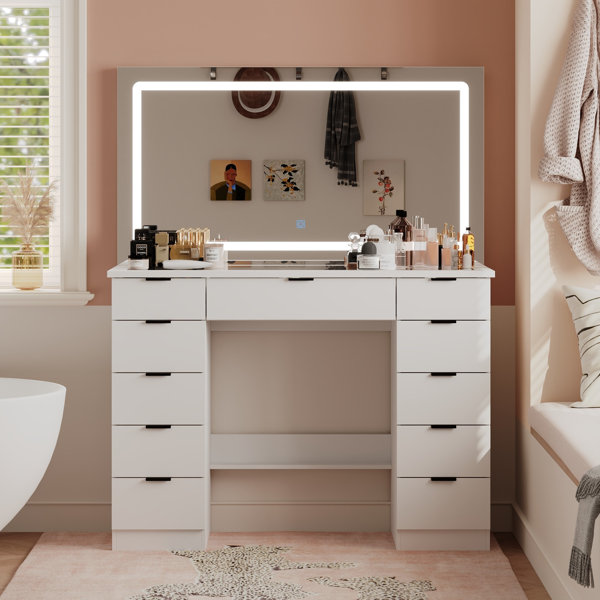 Brayden Studio Carien Dressing Table with Mirror | Wayfair.co.uk
