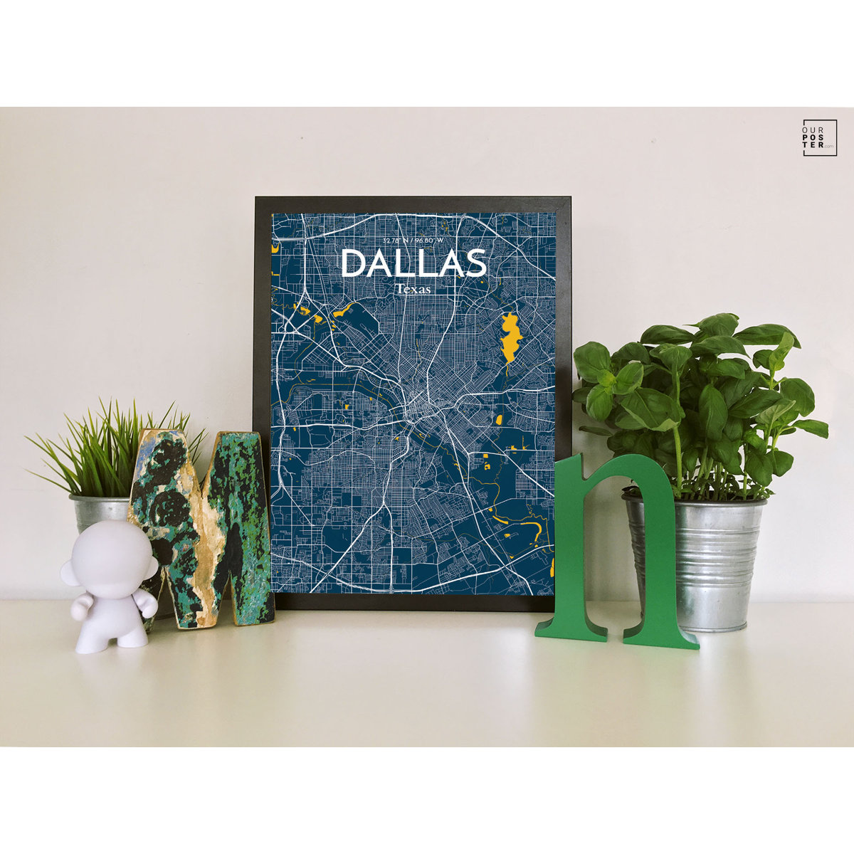 OurPoster.com 'Dallas City Map' Graphic Art Print Poster in Amuse | Wayfair