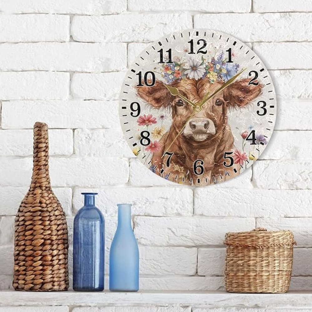 August Grove® JUNZAN Highland Cartoon Cow-Calf Wearing Flowers Crown ...