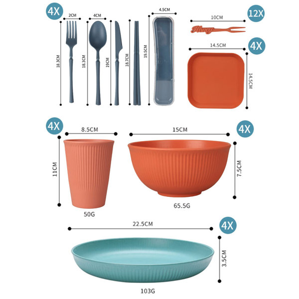 Ophelia & Co. 48 Pcs Dinnerware Sets, Unbreakable Plates And Bowls Sets ...