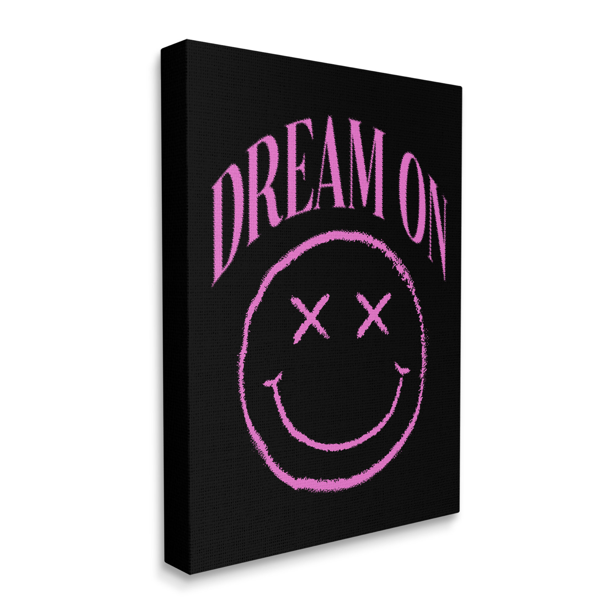 Trinx Dream On Pink Smiley Canvas Wall Art by House of Lulu | Wayfair