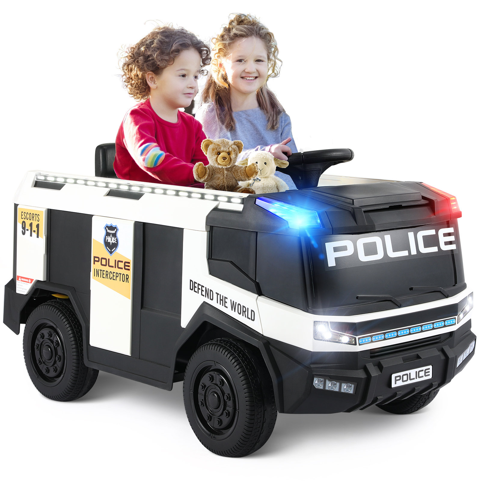 Pirecart 12V Ride On Fire Truck, 4 Wheel Electric Toddler Car W/remote ...