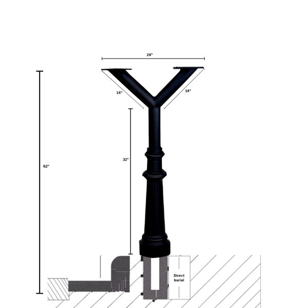 Qualarc Penfield Twin Mailbox Post - 62'' Tall with Fluted Base - Multi ...