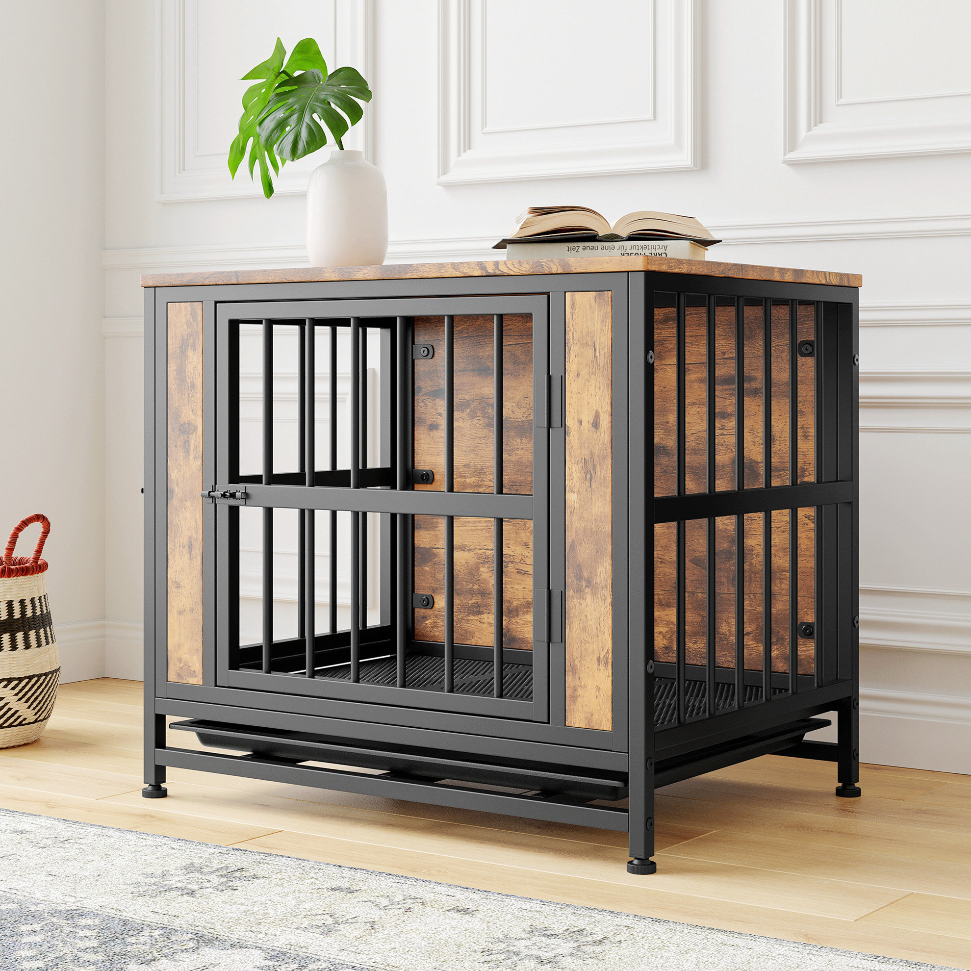 Tucker Murphy Pet™ Decorative Wooden Dog Crate Furniture - Dual Sliding ...