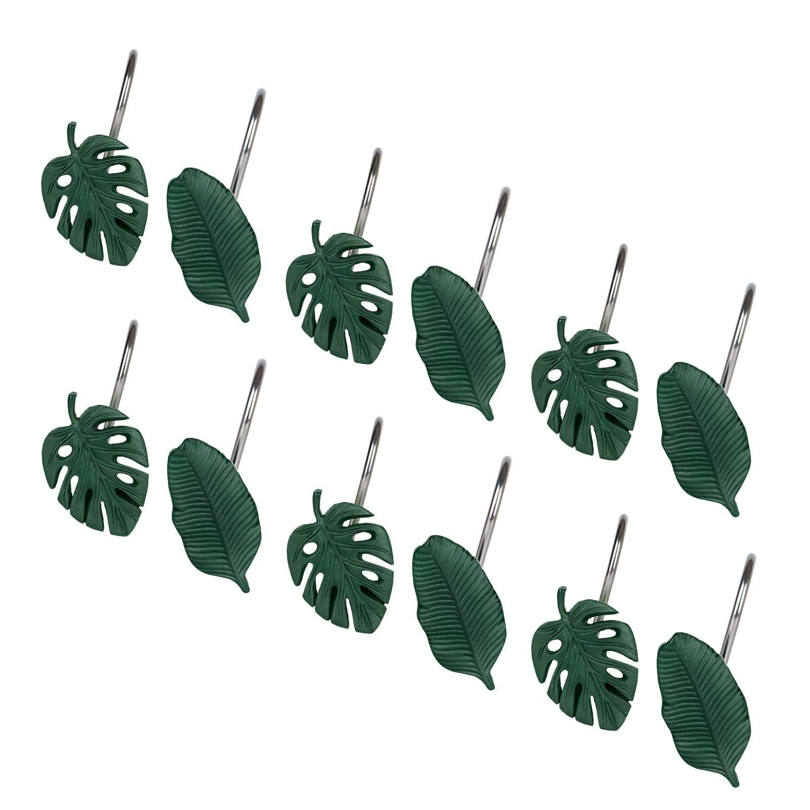Passetas Tropical Leaf Decorative Shower Curtain Hooks, Resin, Monstera ...