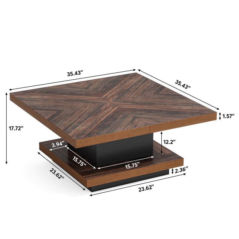 Millwood Pines Industrial Square Brown Coffee Table & Reviews | Wayfair