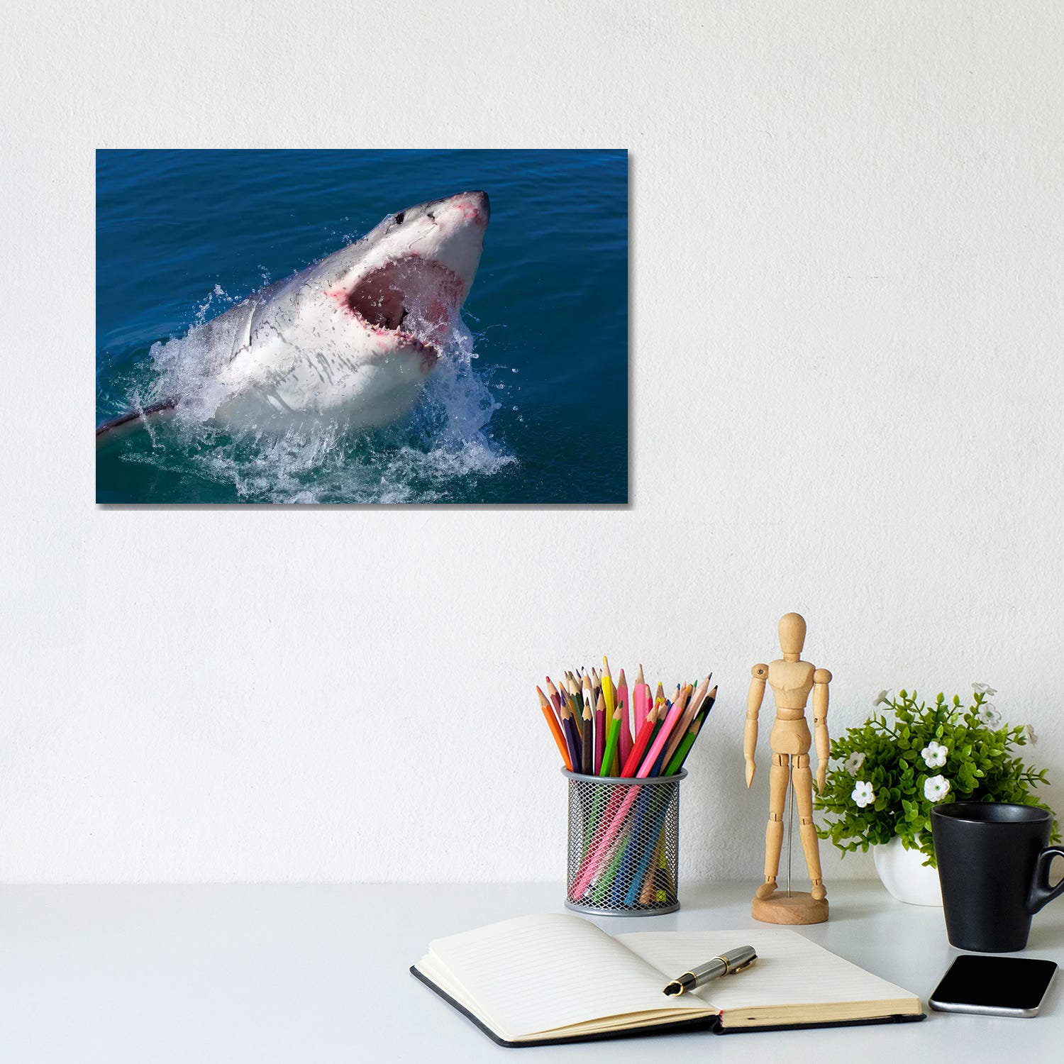 Breakwater Bay Great White Shark by Mogens Trolle - Wrapped Canvas ...