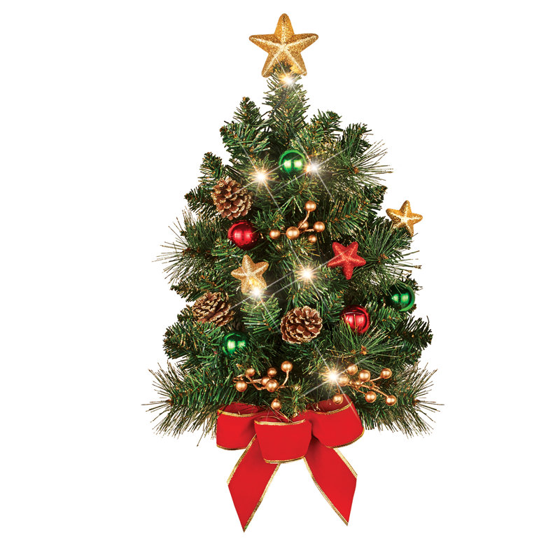 The Holiday Aisle® Lighted Pre-Decorated Wall Christmas Tree | Wayfair