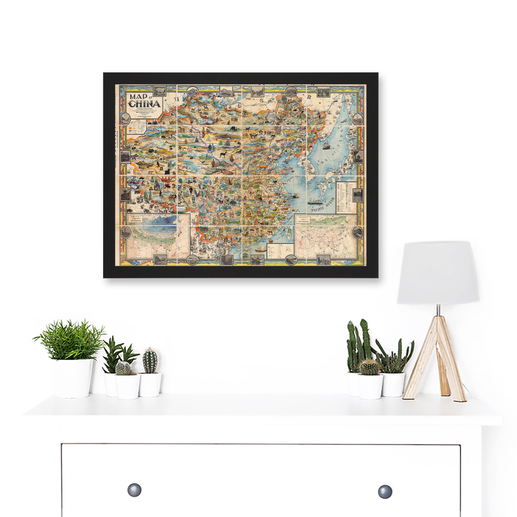 Rosalind Wheeler Map Diakoff 1931 China Pictorial Unfolded Artwork ...